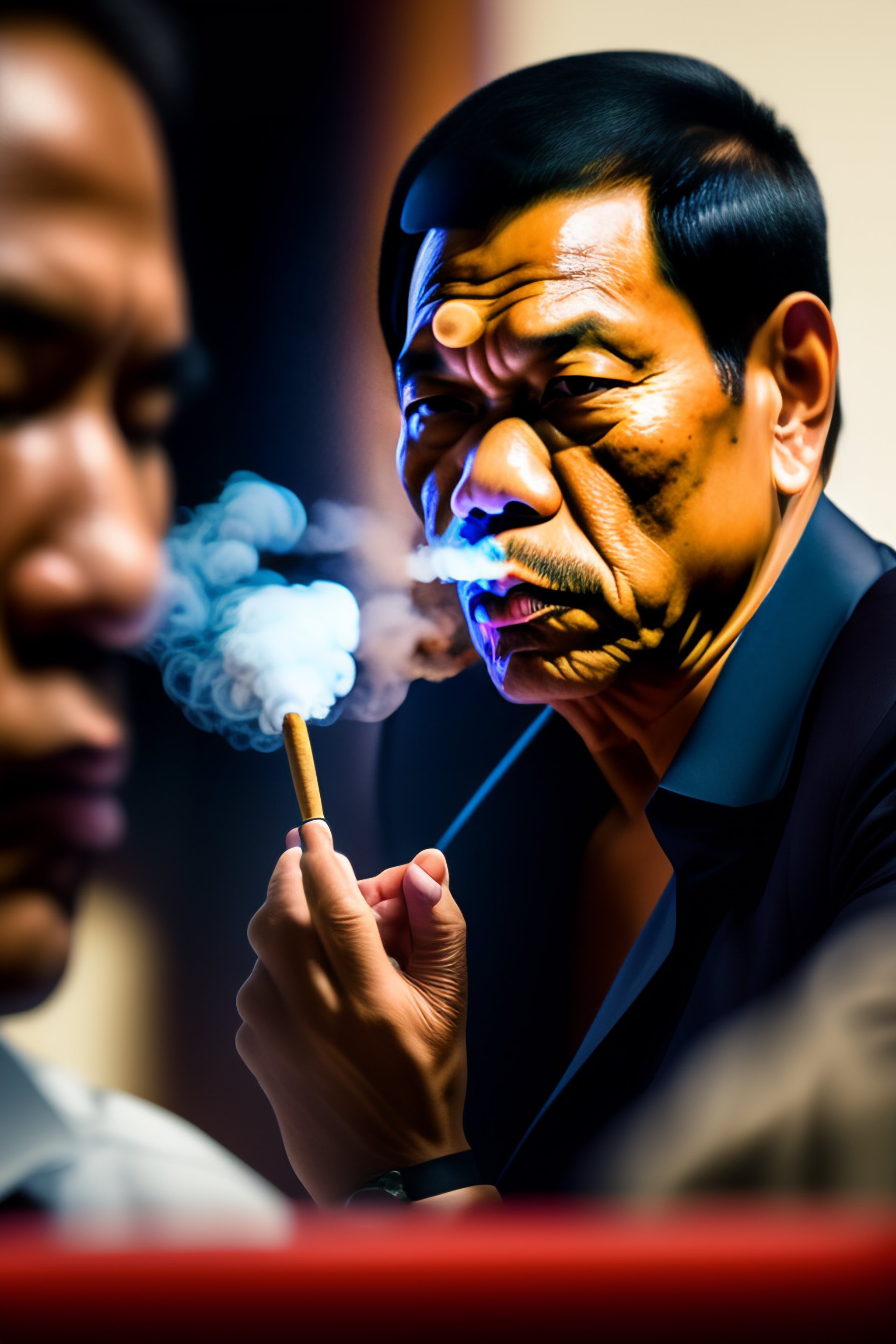 Lexica - Portrait of rodrigo duterte smoking