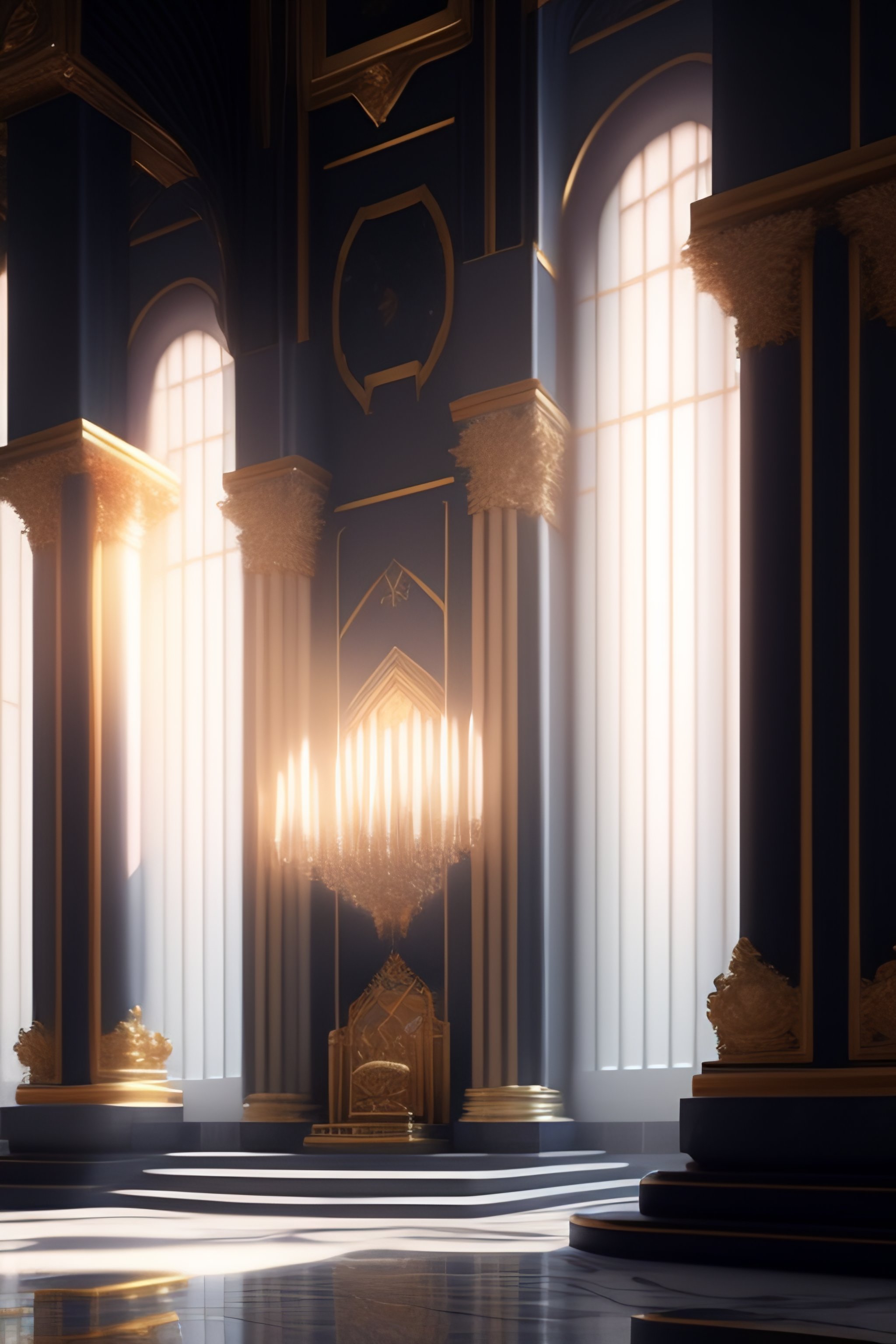 Lexica - A crowded throne room, white marble, god rays, epic cityscape ...