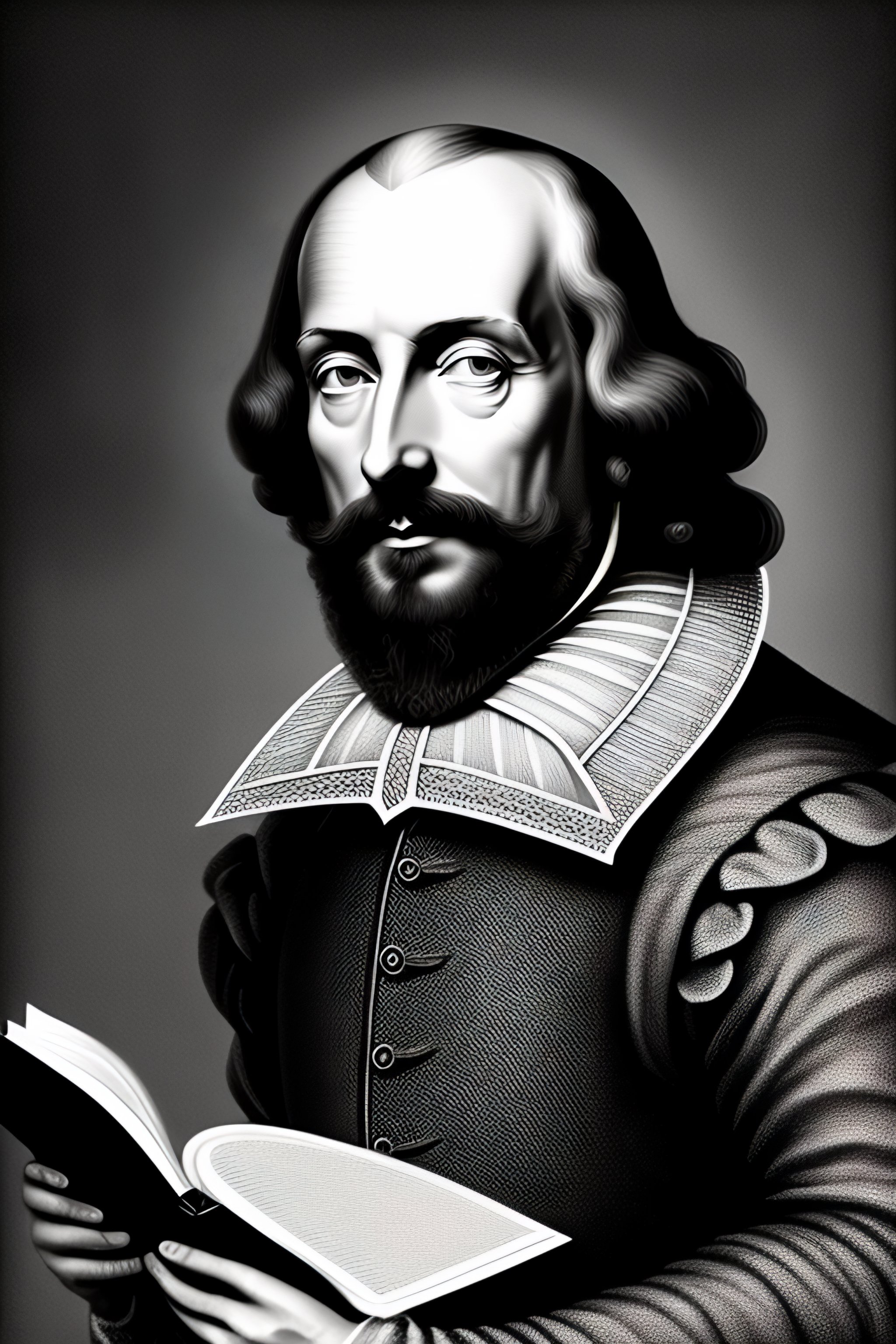 Lexica - Grayscale the portrait of William Shakespeare from The First ...