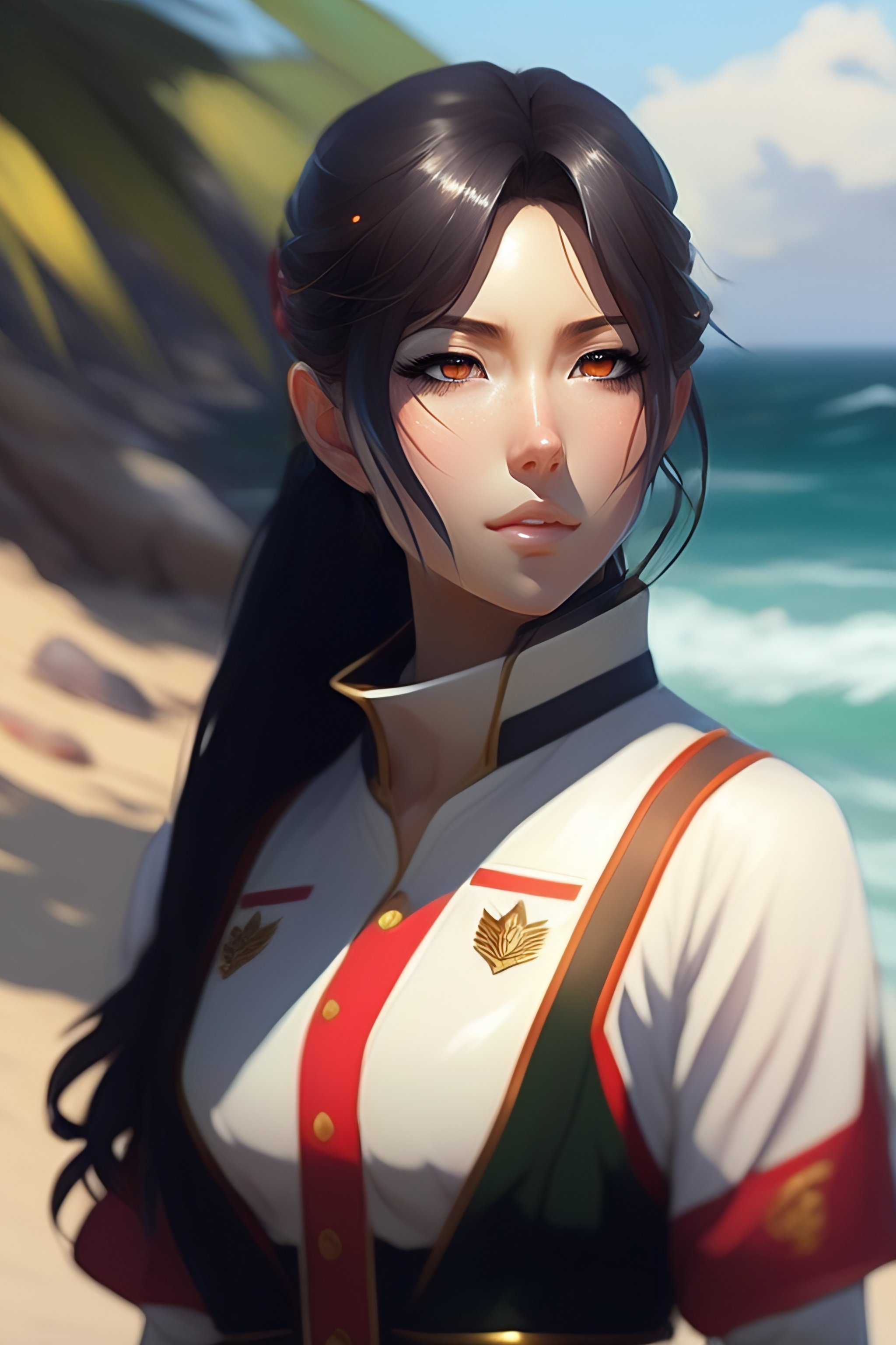 Lexica - Capitals girl eye green with a sailor red cap de captain, red ...