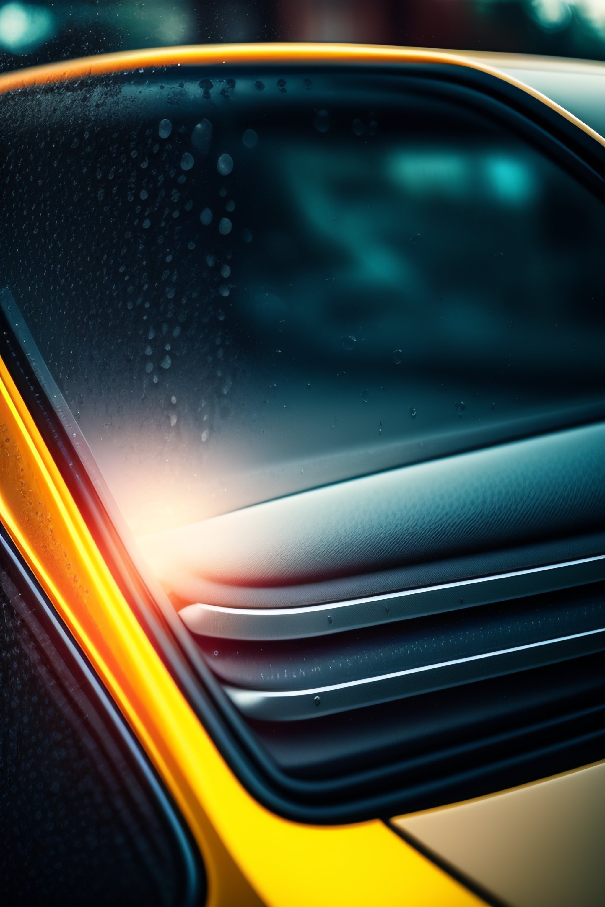 Lexica - Car, interior view, window patterns, raining