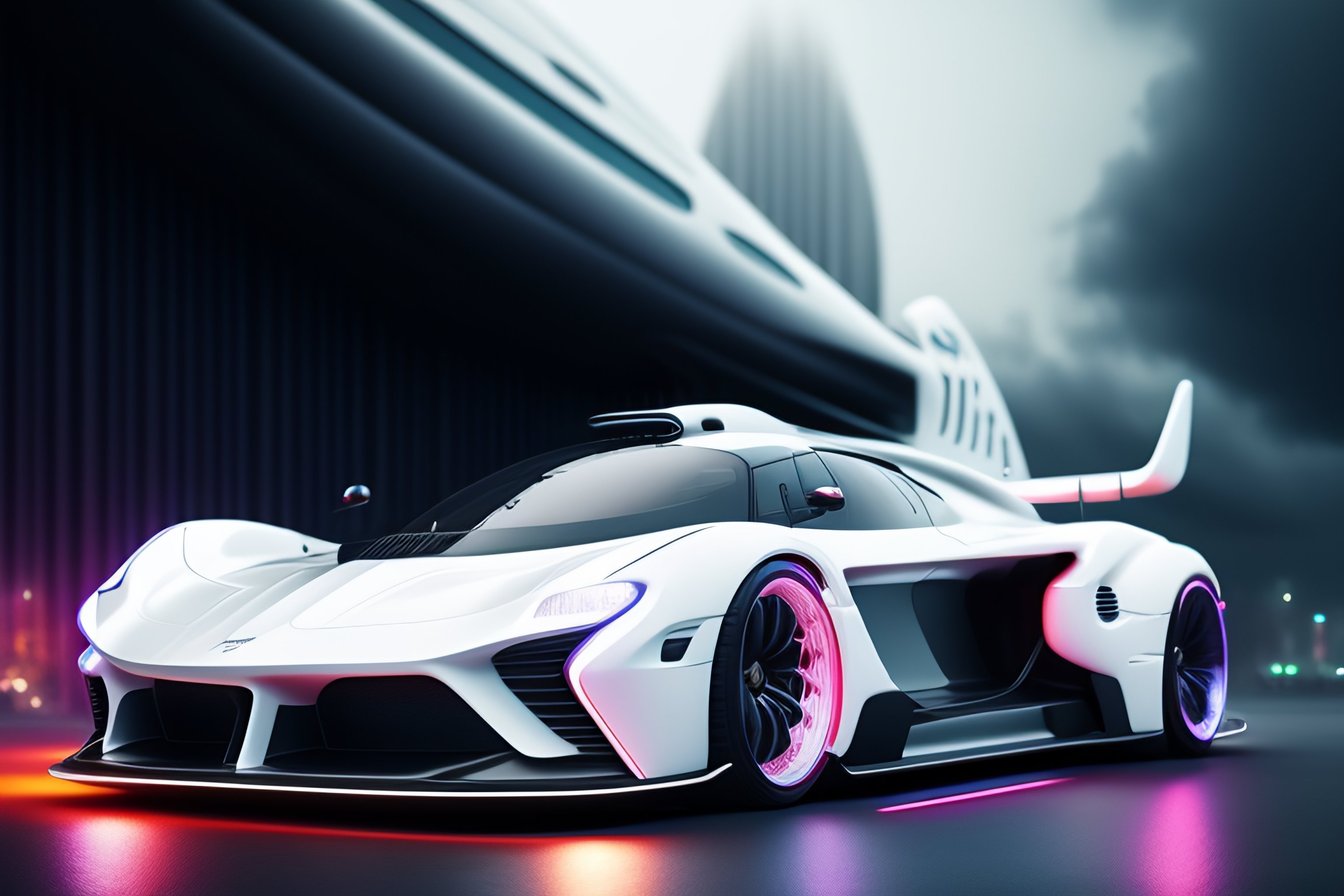 Lexica - Wide shot of a minimal translucent car, modern luxury yacht ...
