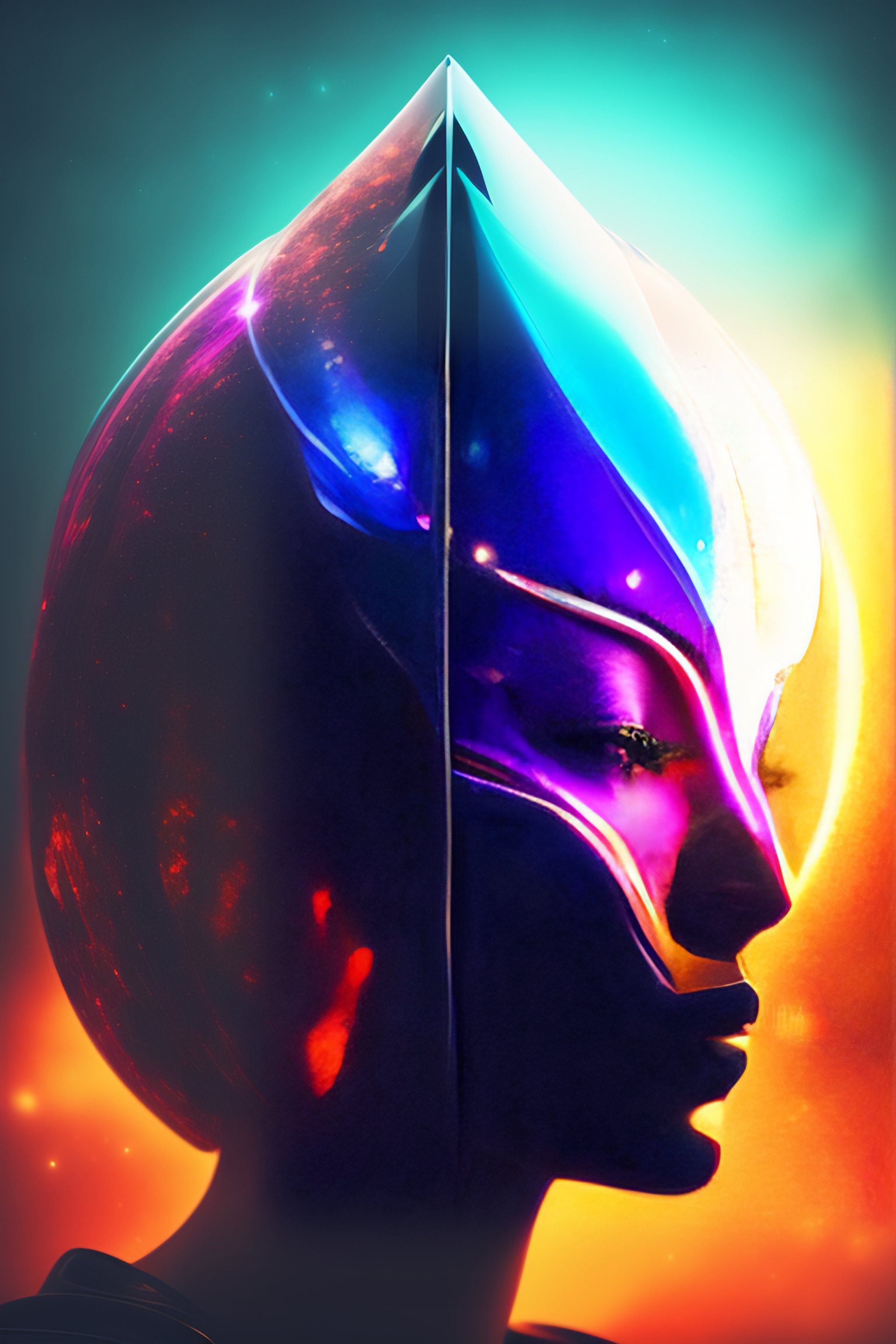 Lexica - Horizontal alien spaceship with distortion field, nebula behind