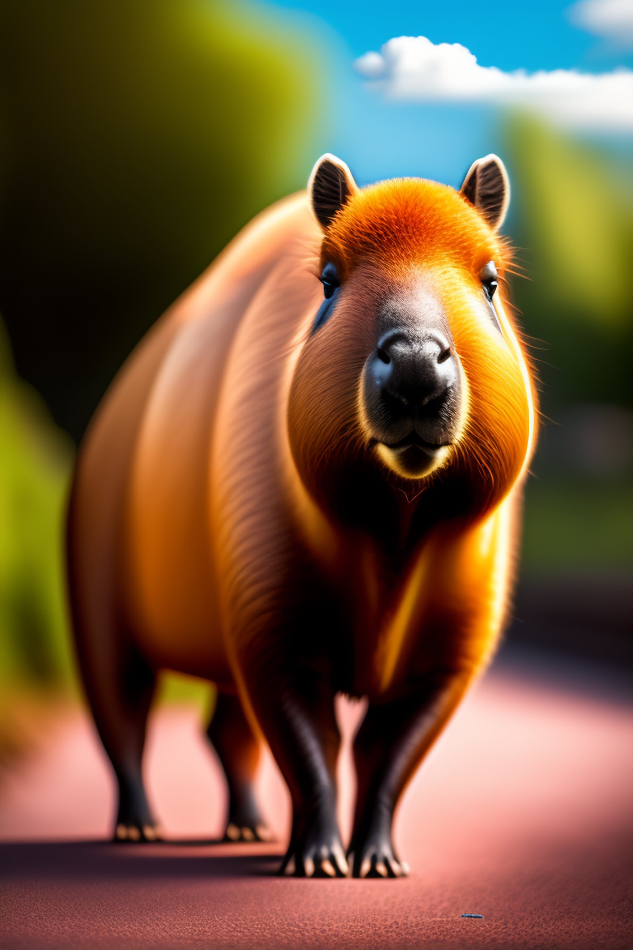 Lexica - Capybara with a barbie bag in his back going to his school in ...