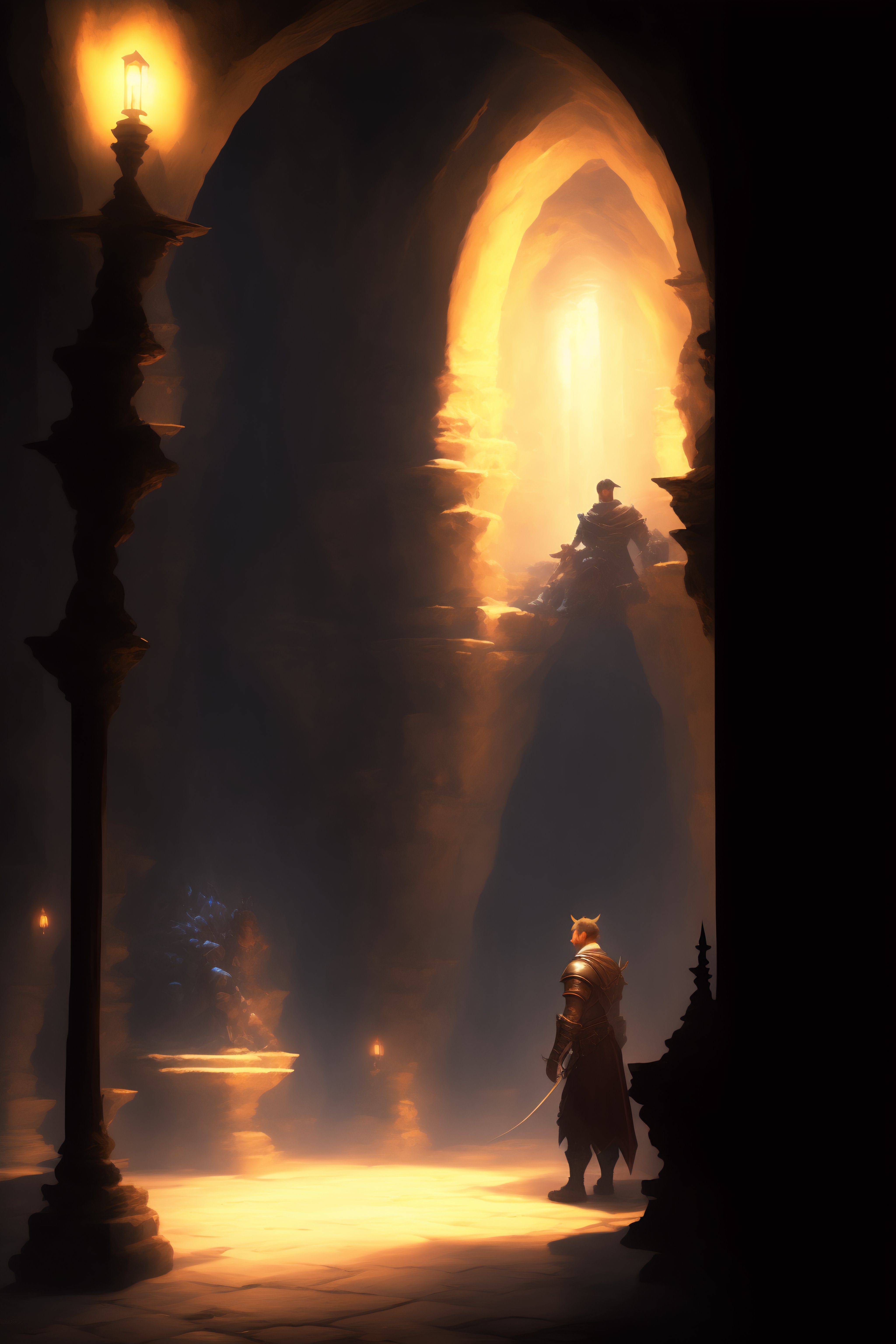 Lexica - A concept art of jail in a catacomb. a paladin knight lies ...