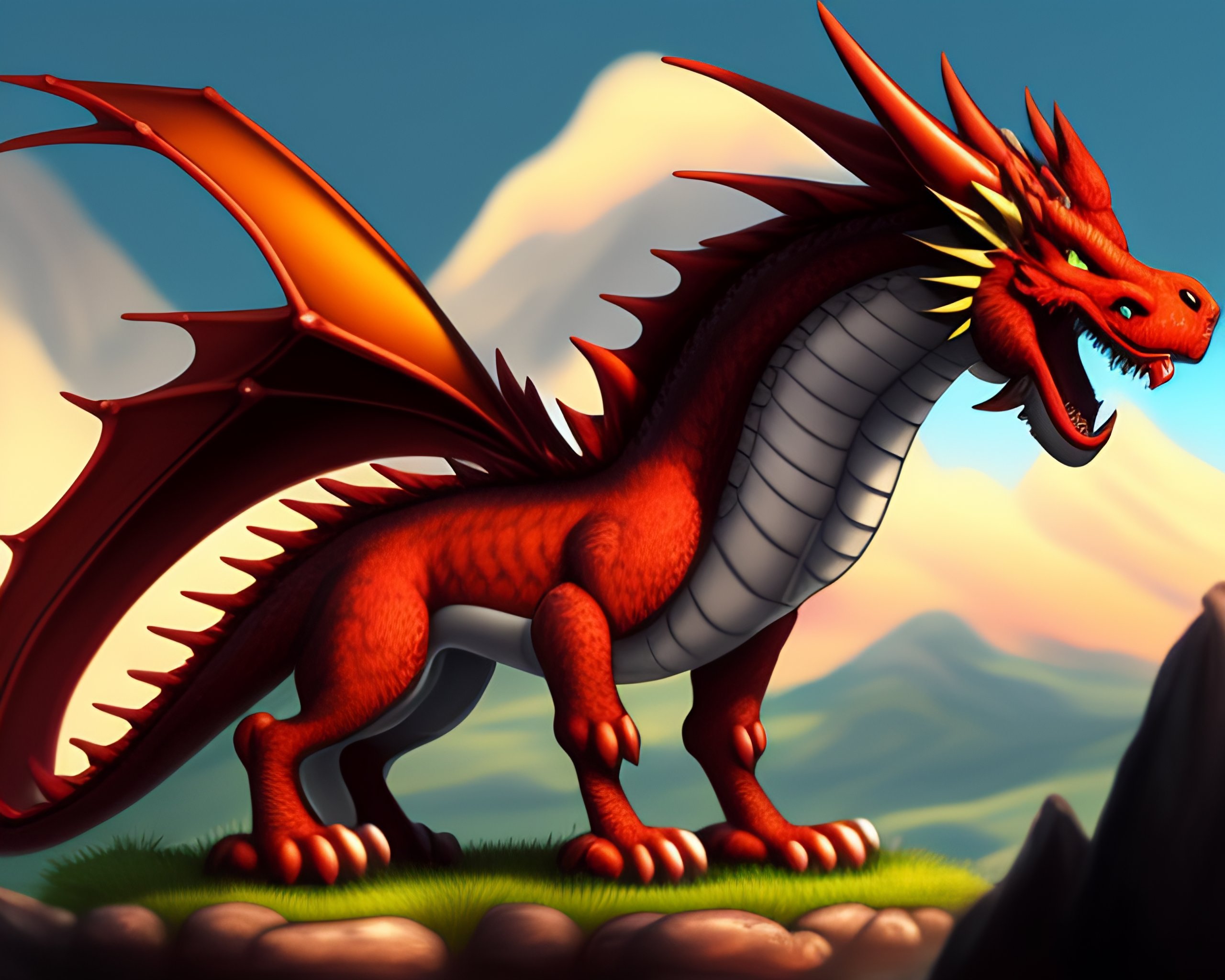 Lexica - Top down full body view of a fire dragon monster fantasy ...