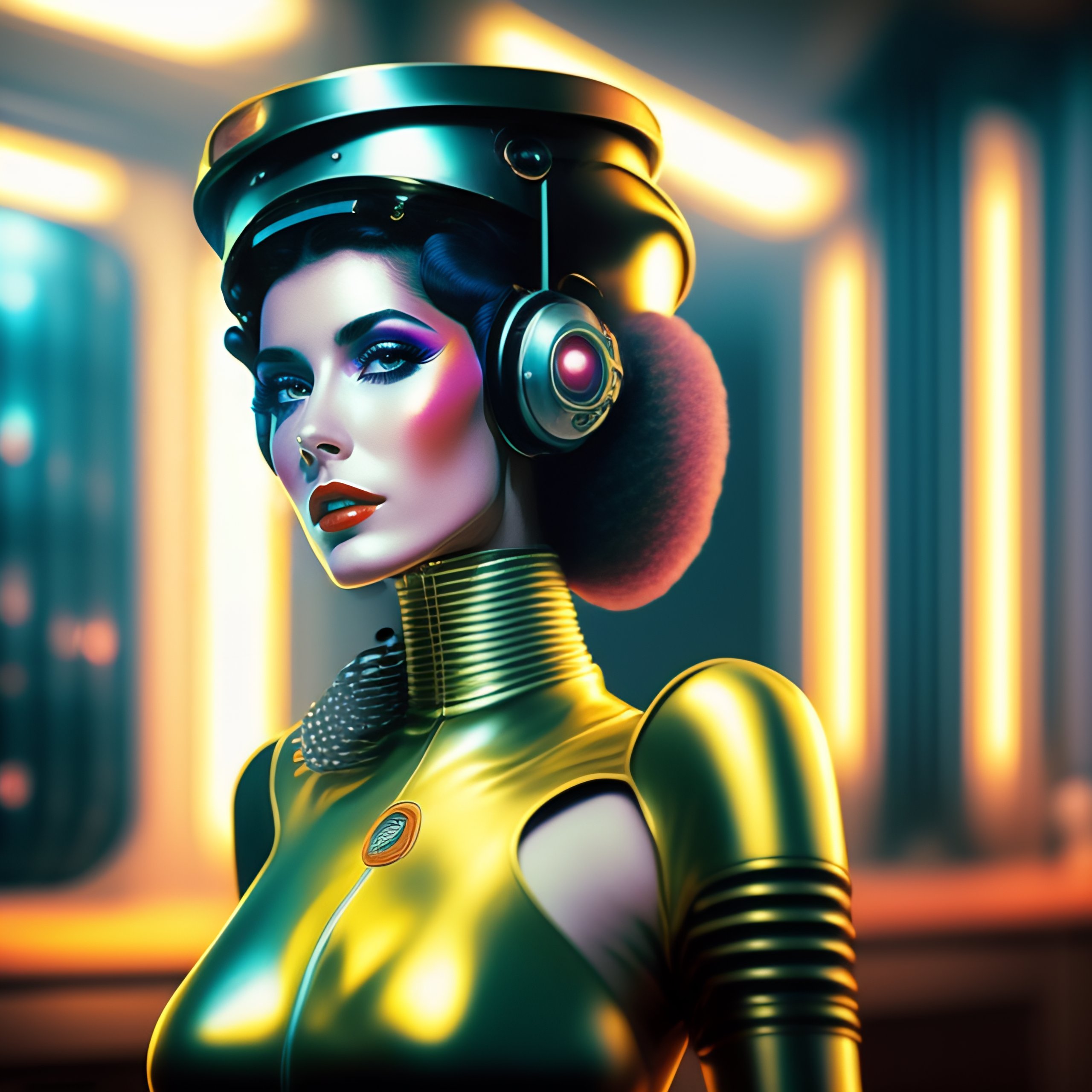 Lexica - 80's airbrush painting of a beautiful gynoid female android in ...