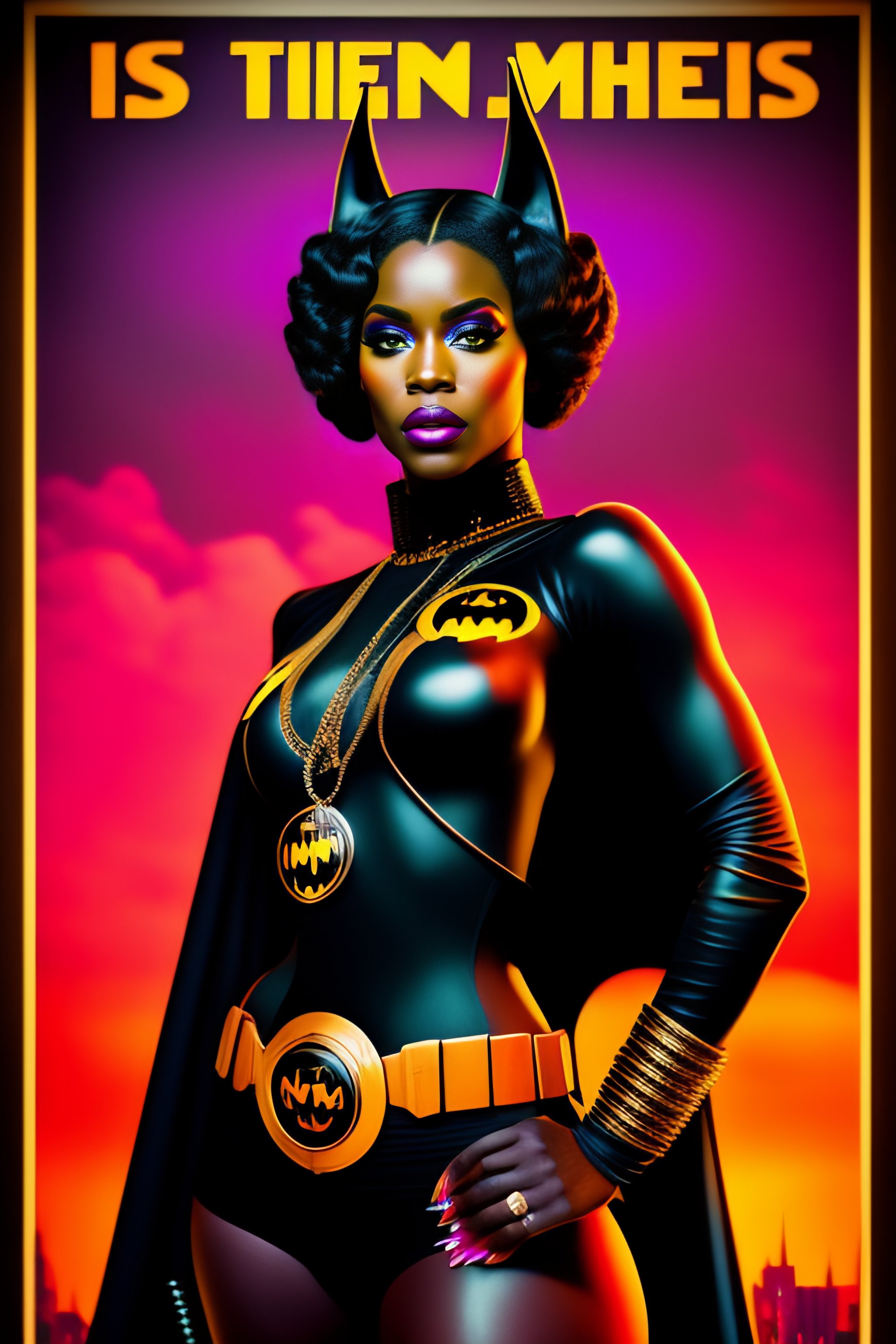 Lexica - Vintage Medium Shot 1920's Poster, she is batman, she is a ...