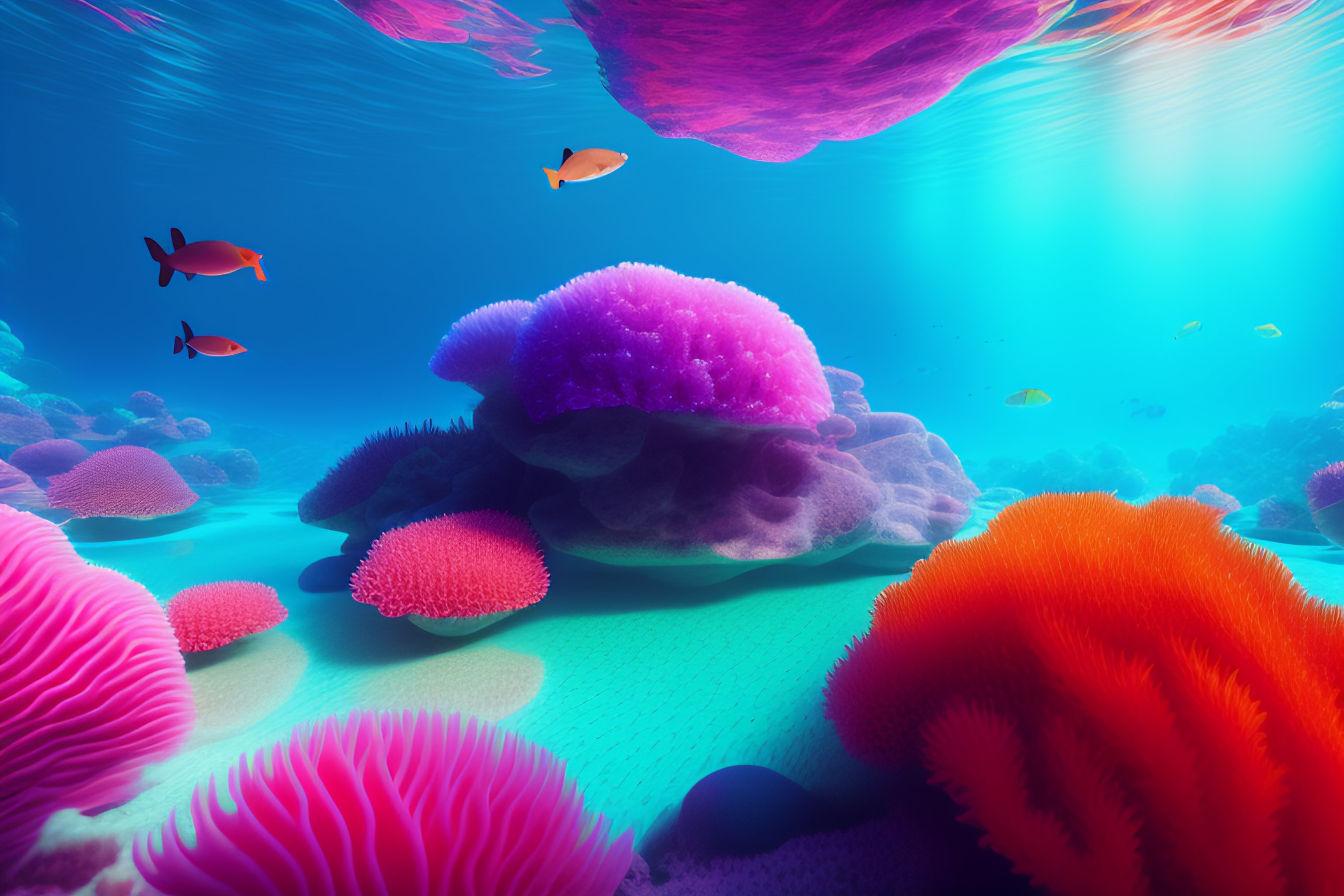 Lexica - Mesmerizing underwater neon coral reef landscape with lobster ...