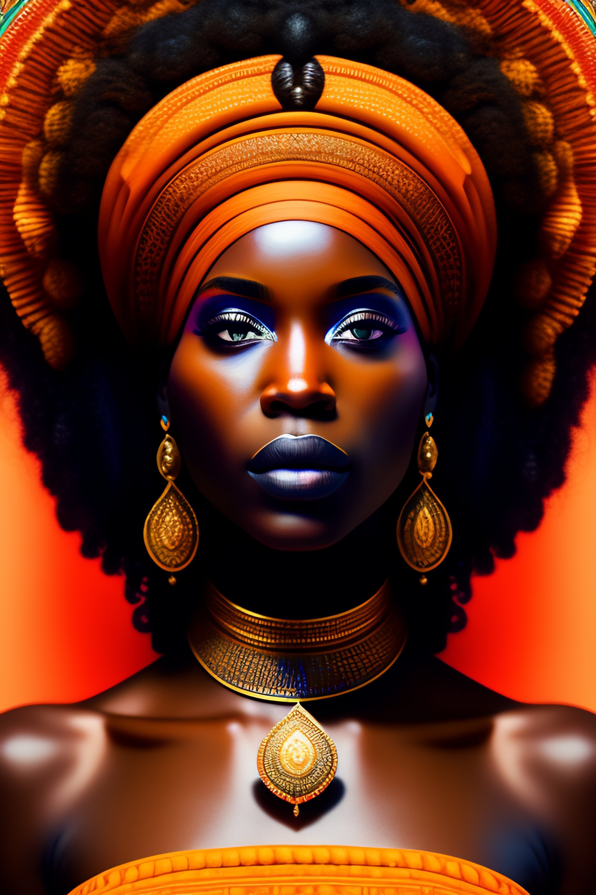 Lexica - A symmetrical portrait of a African goddess