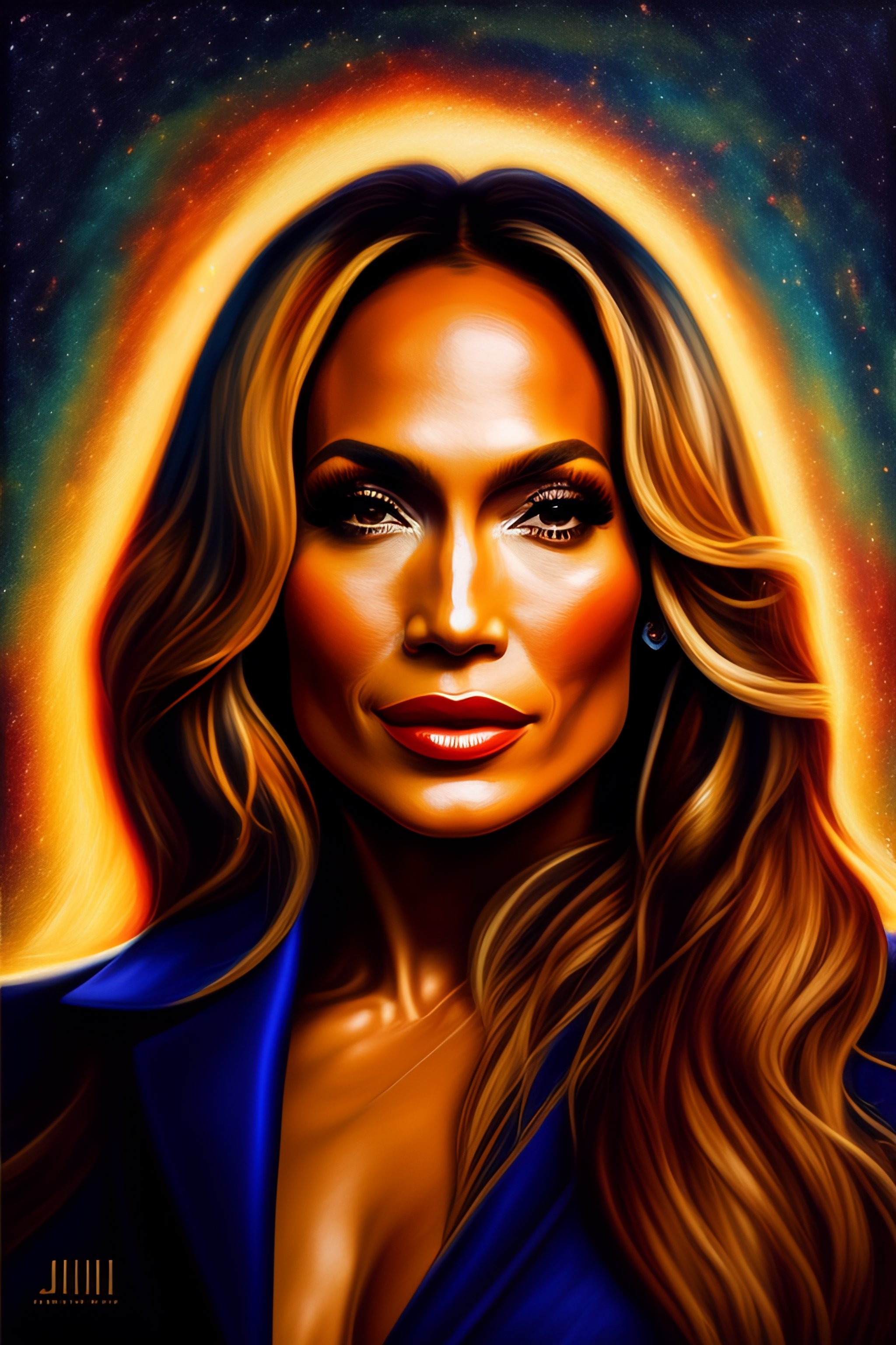 Lexica - Portrait of Jennifer Lopez in the style of Starry night