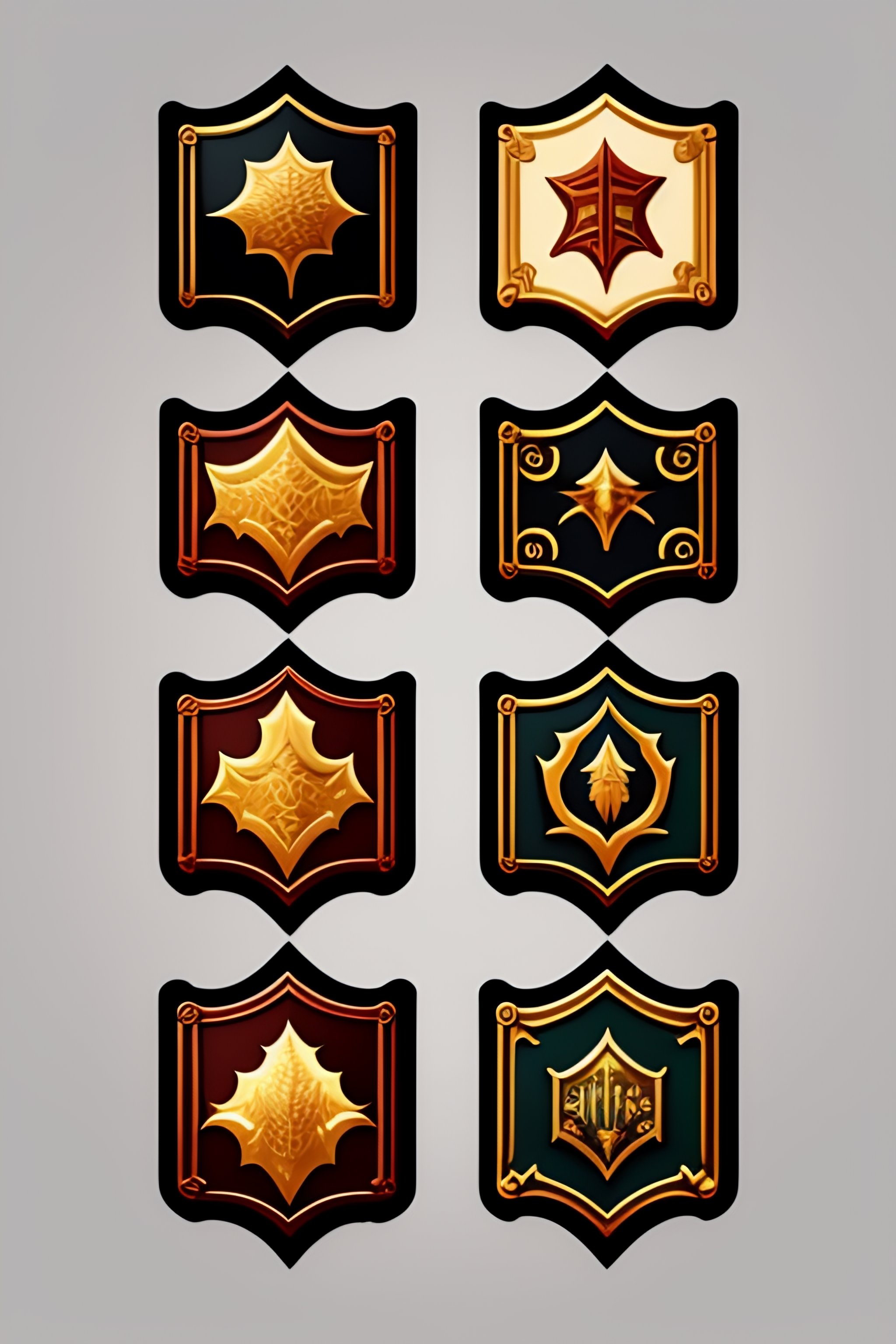 Lexica - Game achievement badge icon set, medieval style, svg vector