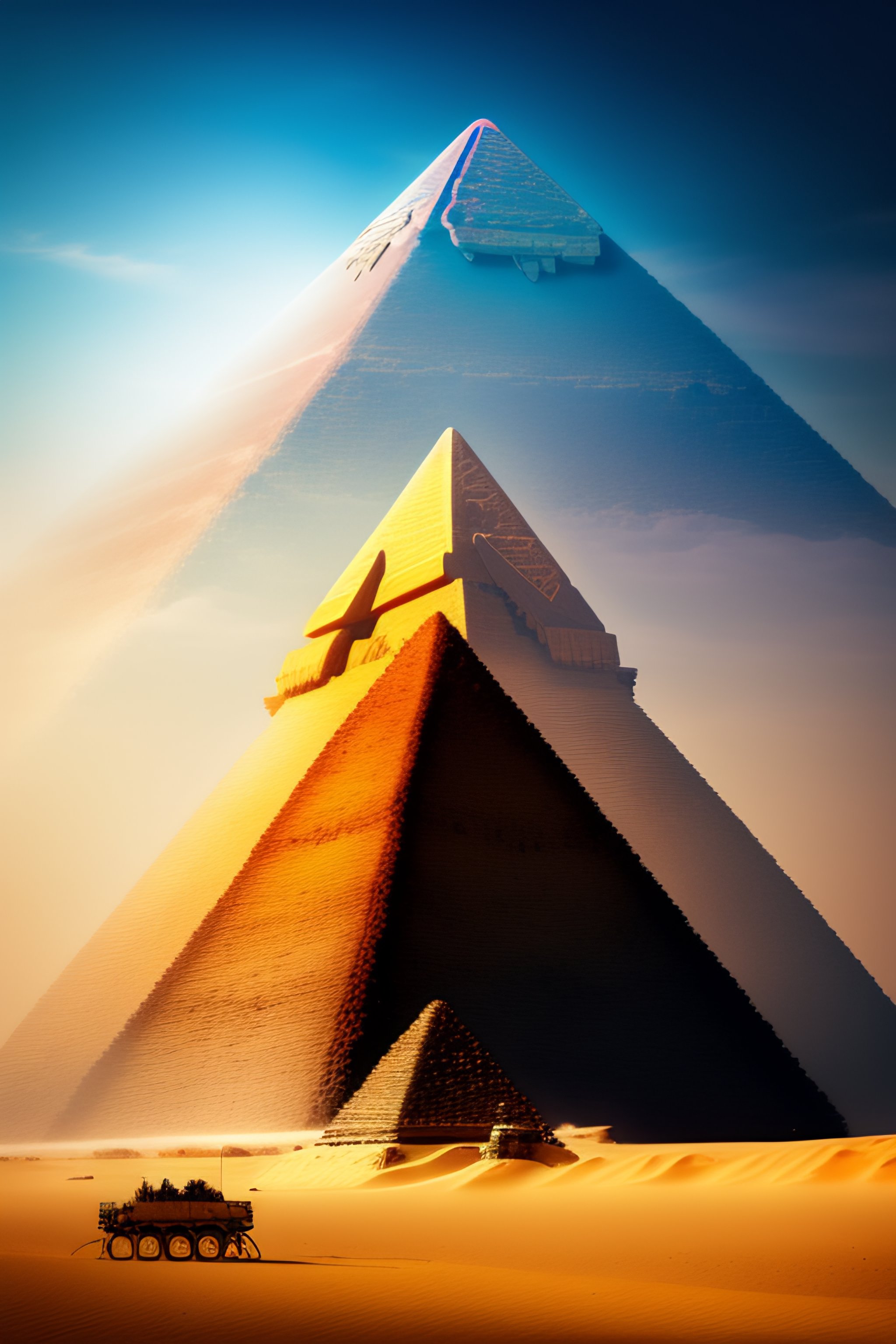 Lexica - Spaceship taking off off the side of a pyramid egypt