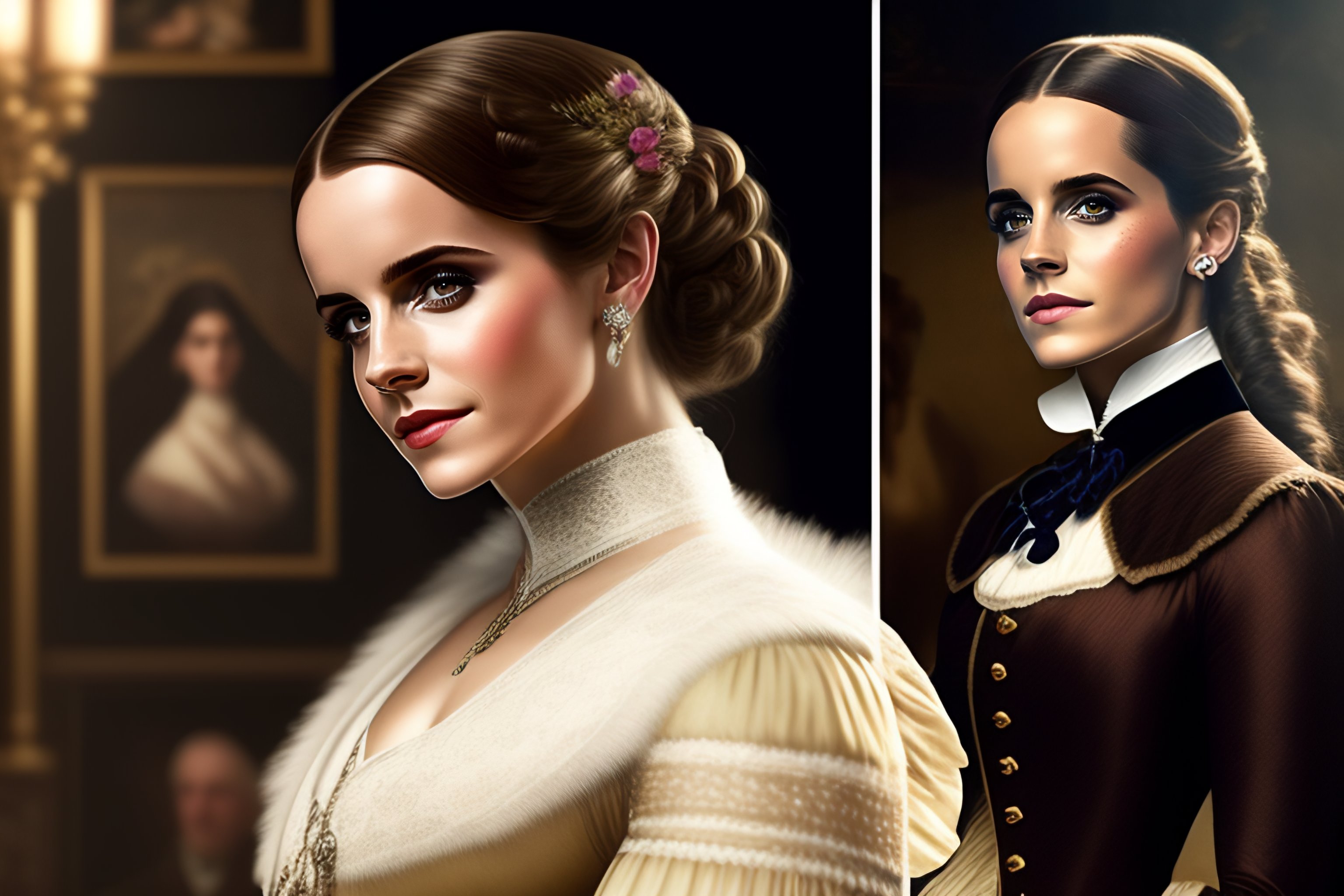 Lexica - Emma Watson as a Victorian lady with biker tattoos riding a ...