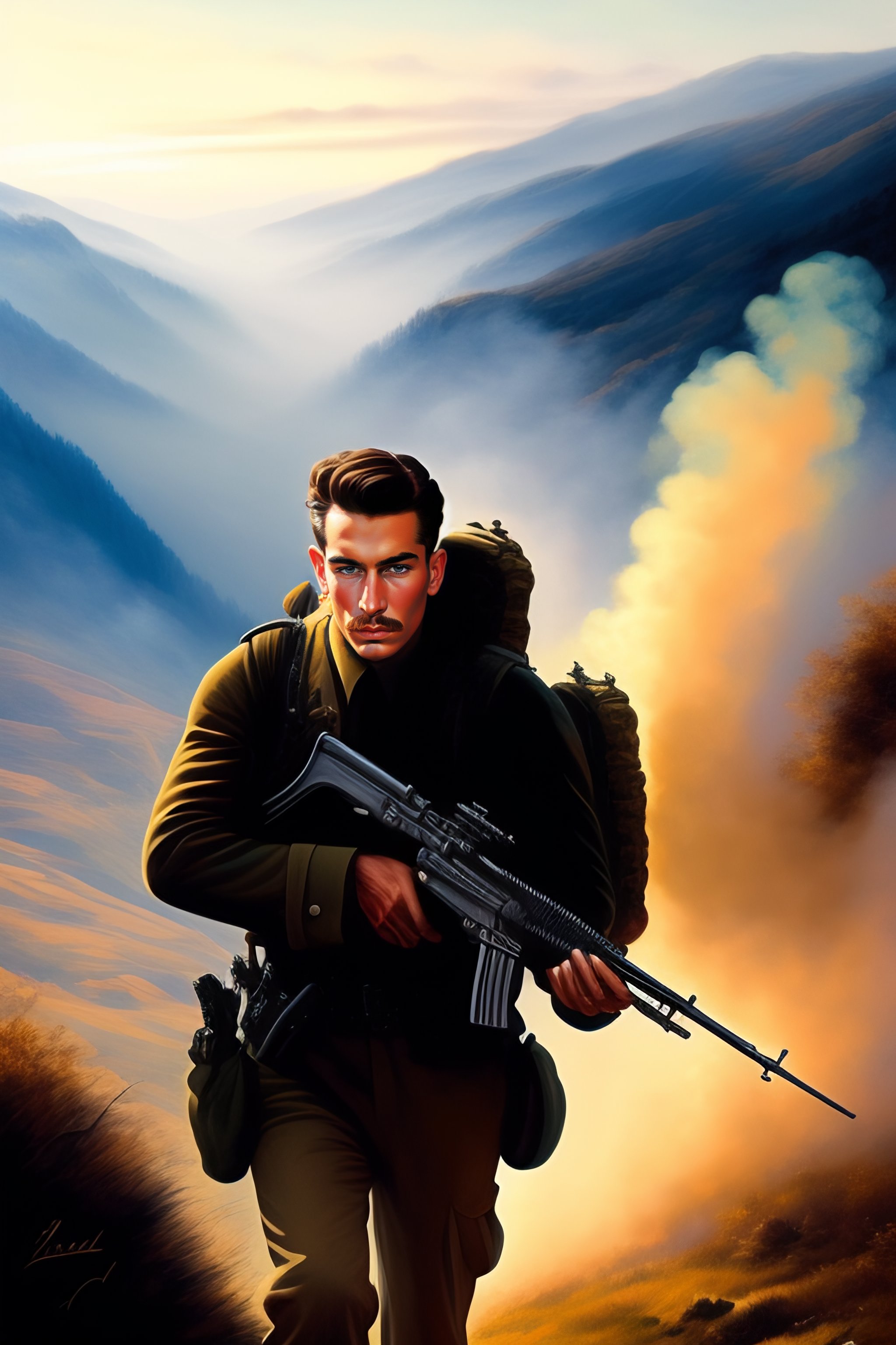 Lexica - The young soldier's face is a twisted mask of agony and horror ...