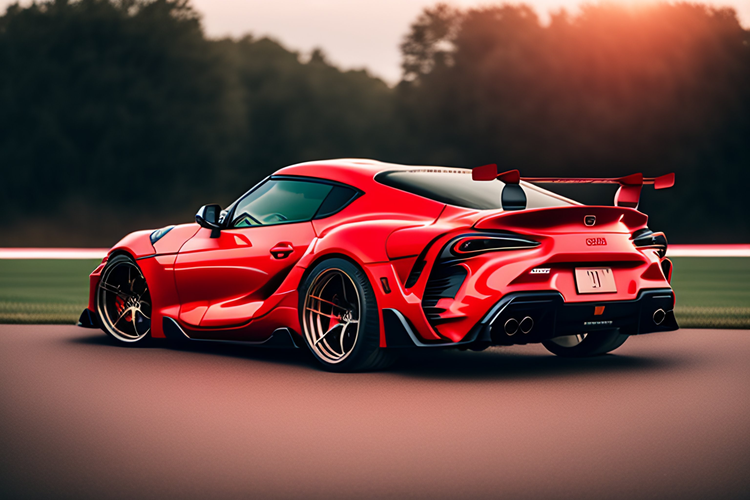 Lexica - Toyota supra, photography, red, on a track, hasselblad 35mm