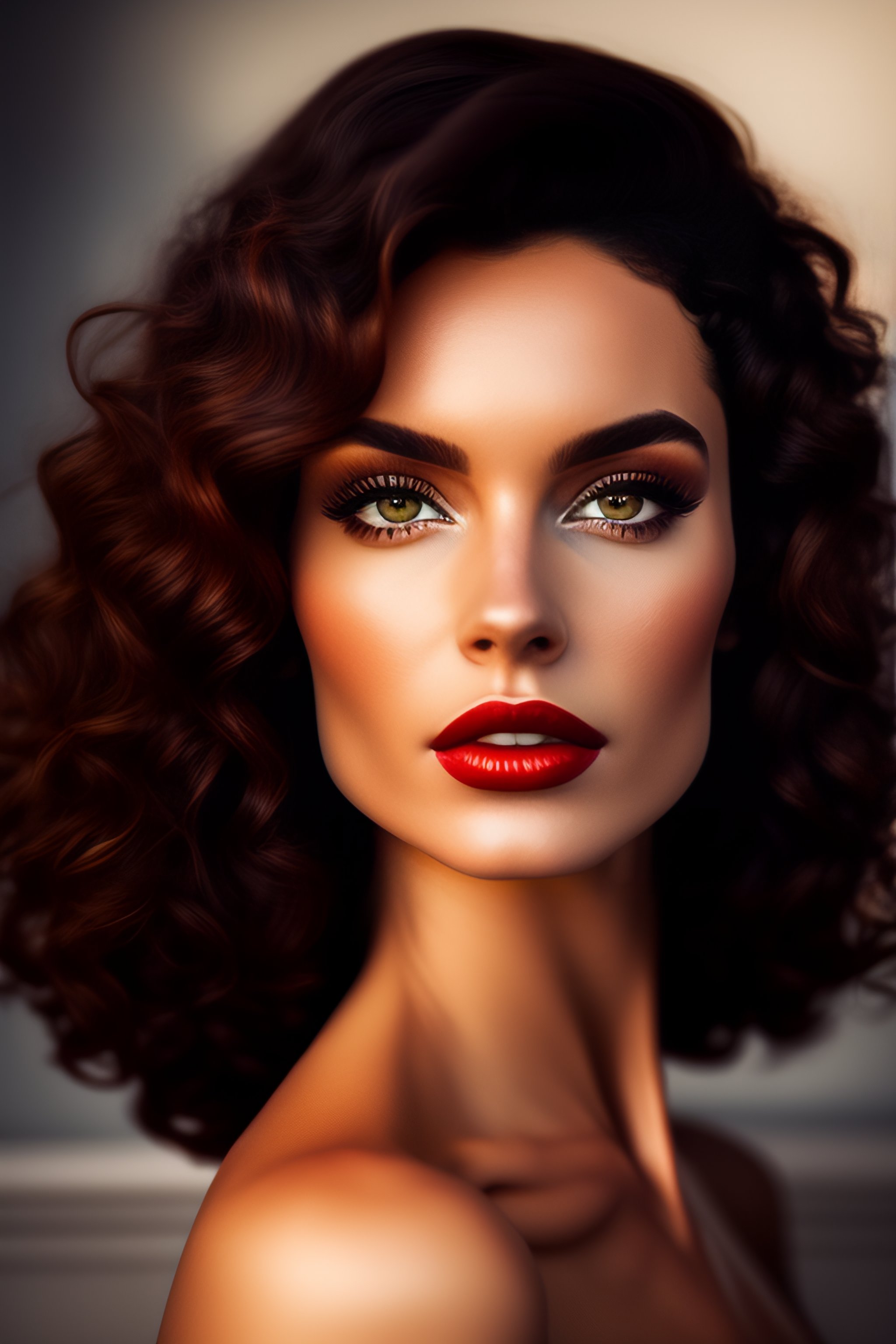 Lexica - Brunette, short curly hair, small thight top, very short skirt ...