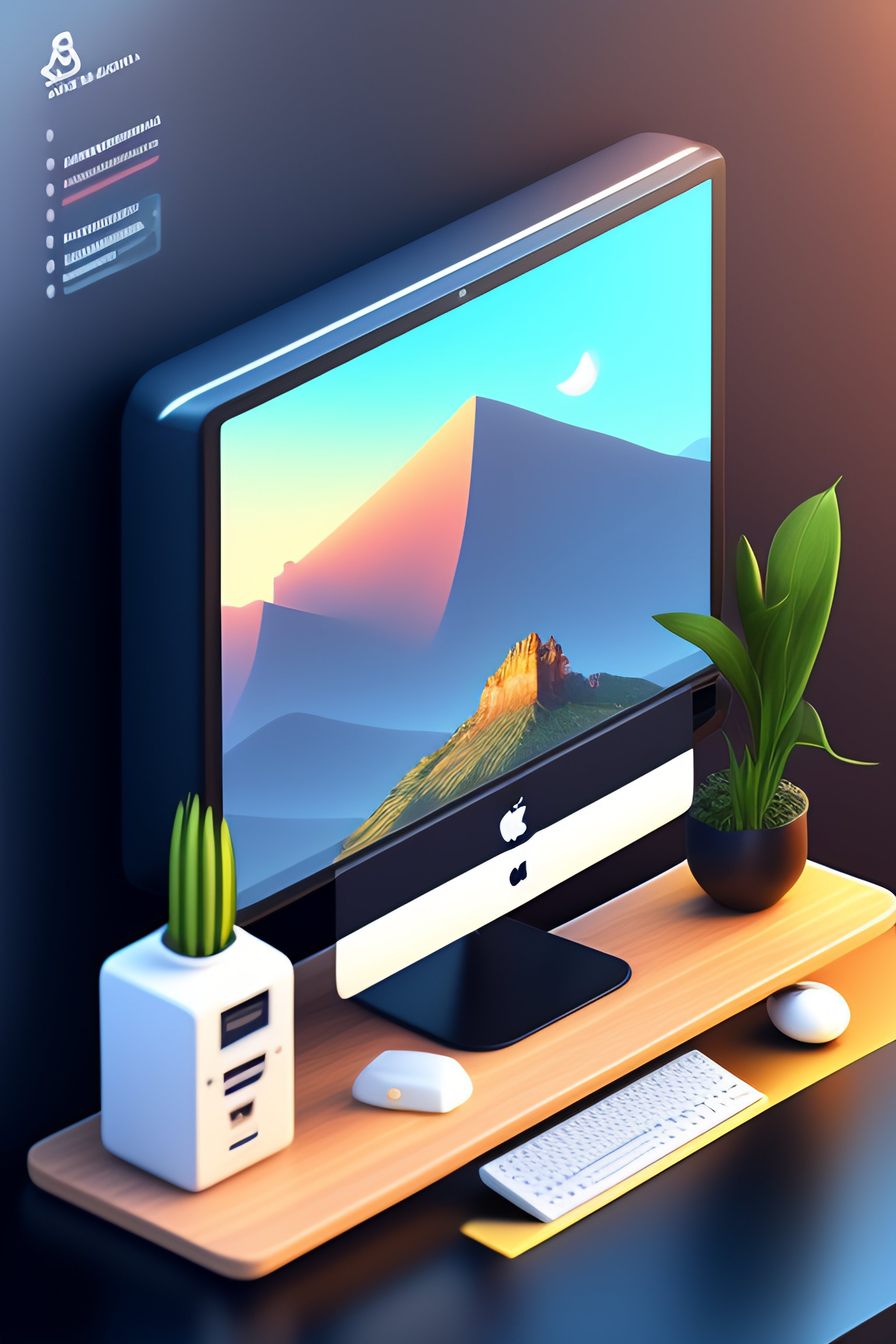 Lexica - A desktop computer sitting on top of a desk, a computer ...