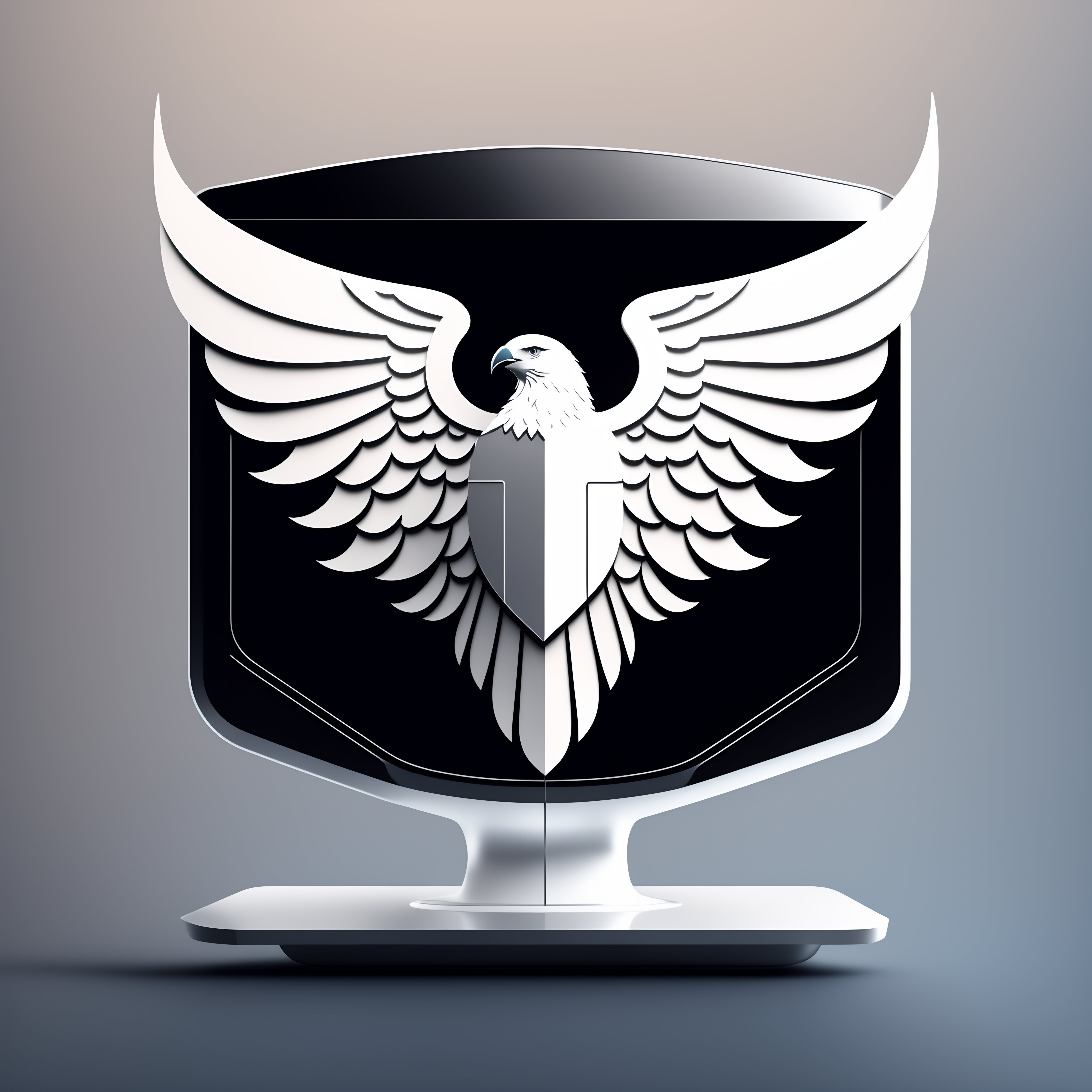 Lexica - Geometric white eagle displayed inside a monitor screen, icon ...