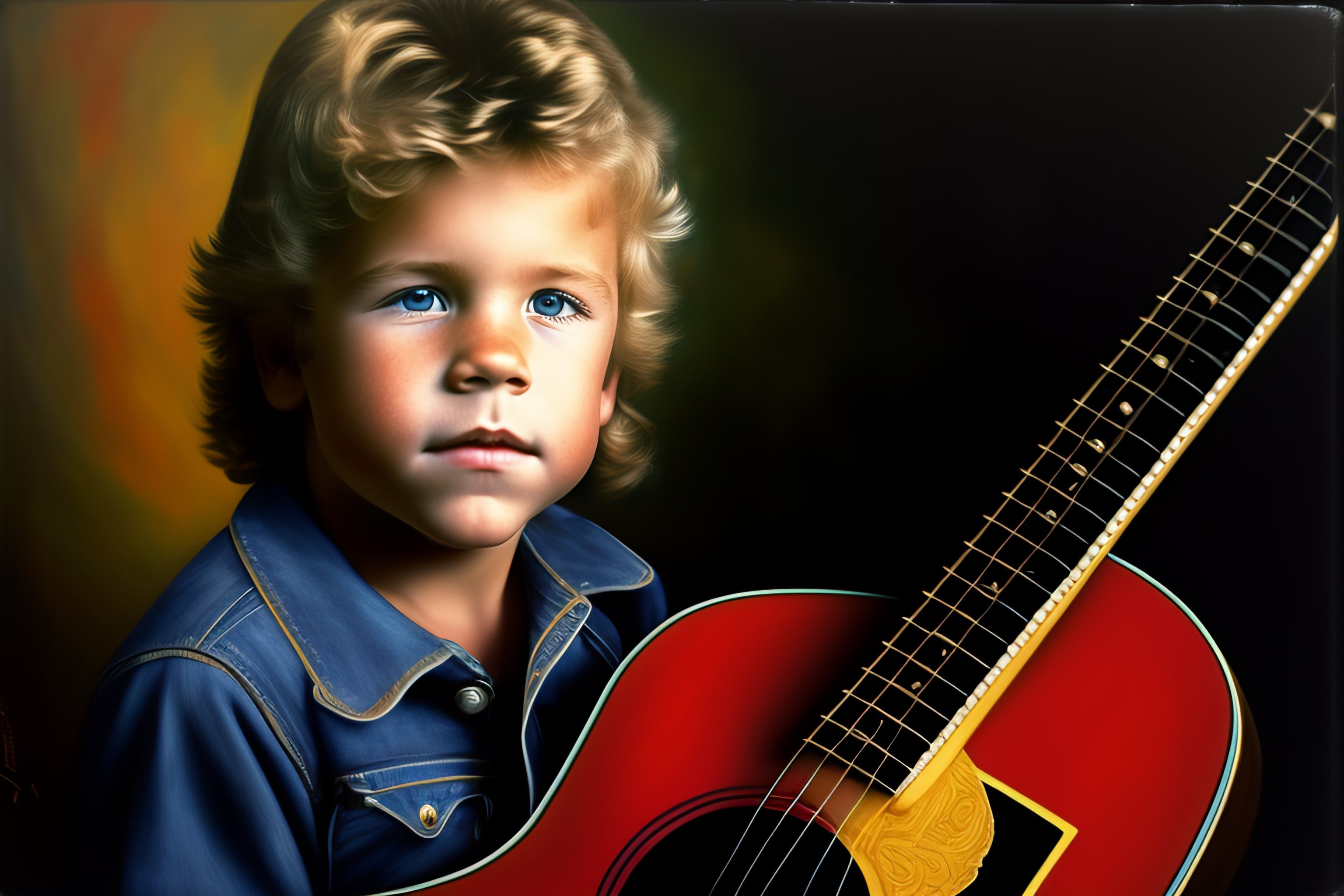 Lexica - Portrait of james Hetfield wen he was three years old playing ...