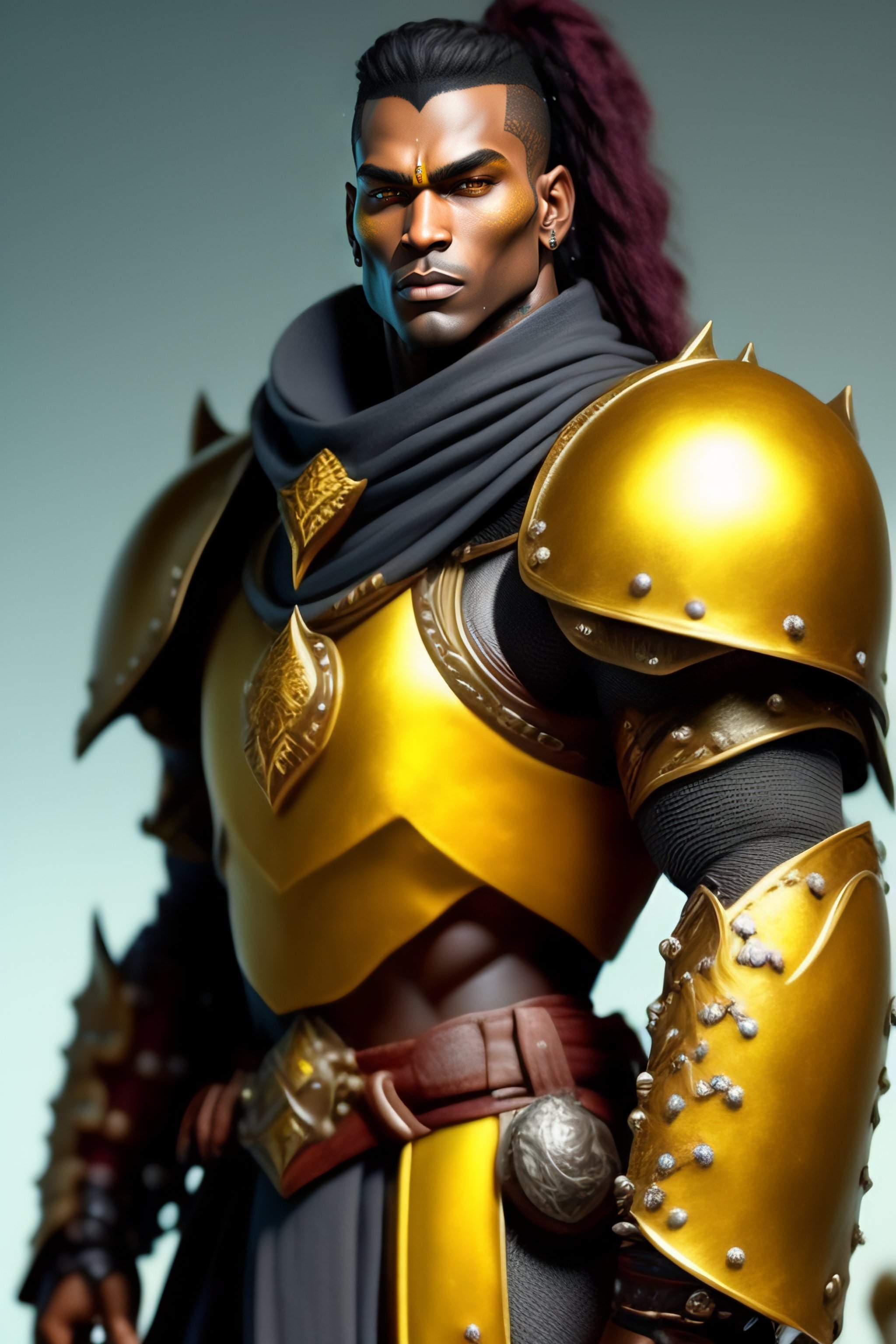 Lexica - Ork, male, paladin, yellow eyes, grey skin