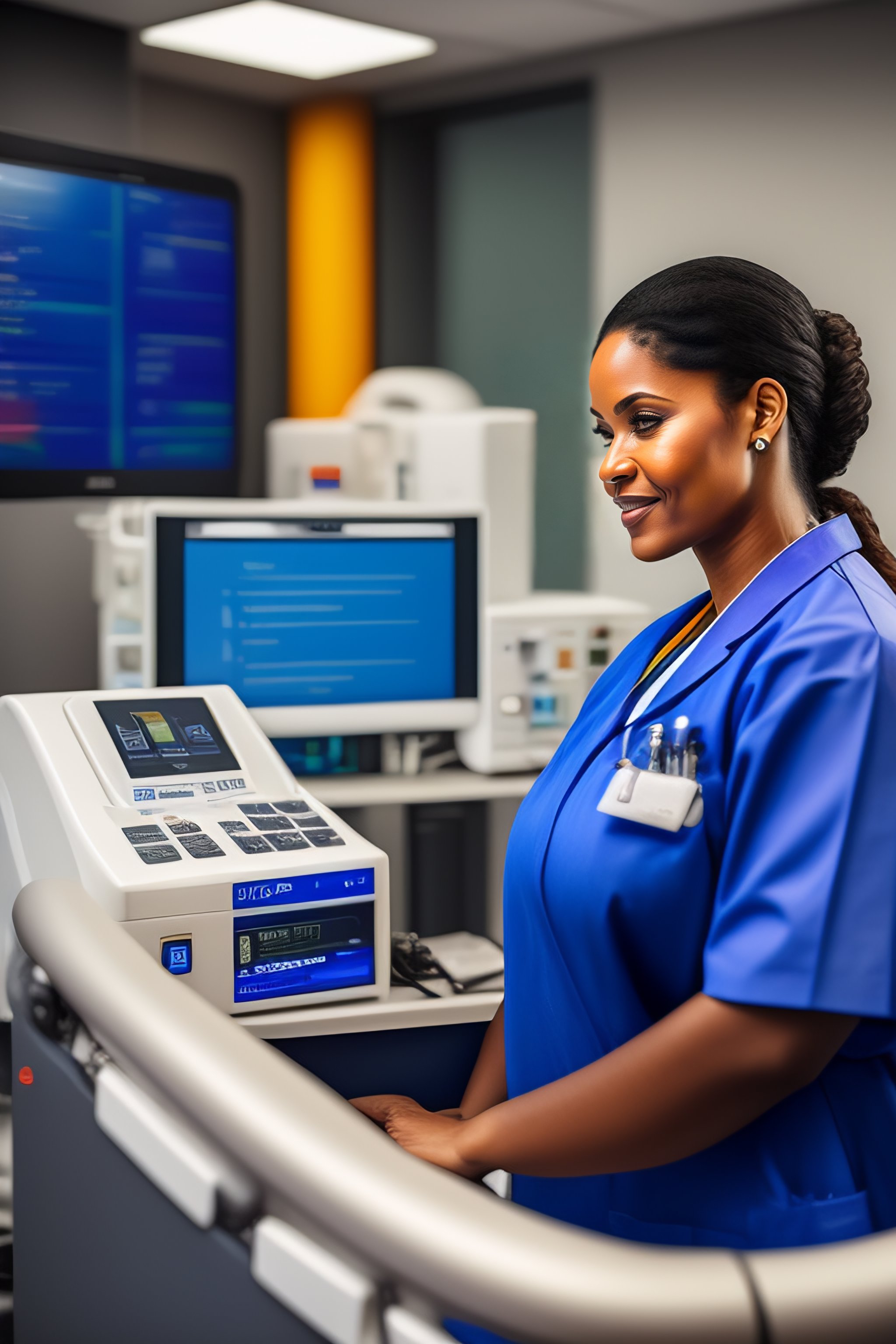Lexica - Portrait of medical technician working on dialysis machine