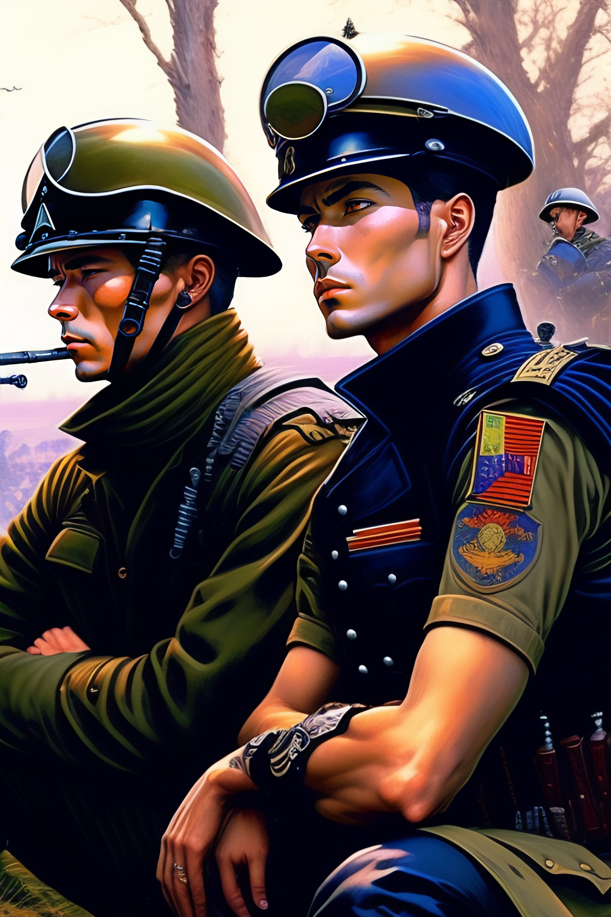 Lexica - Two soldiers, one German and one French, sit side by side on a ...