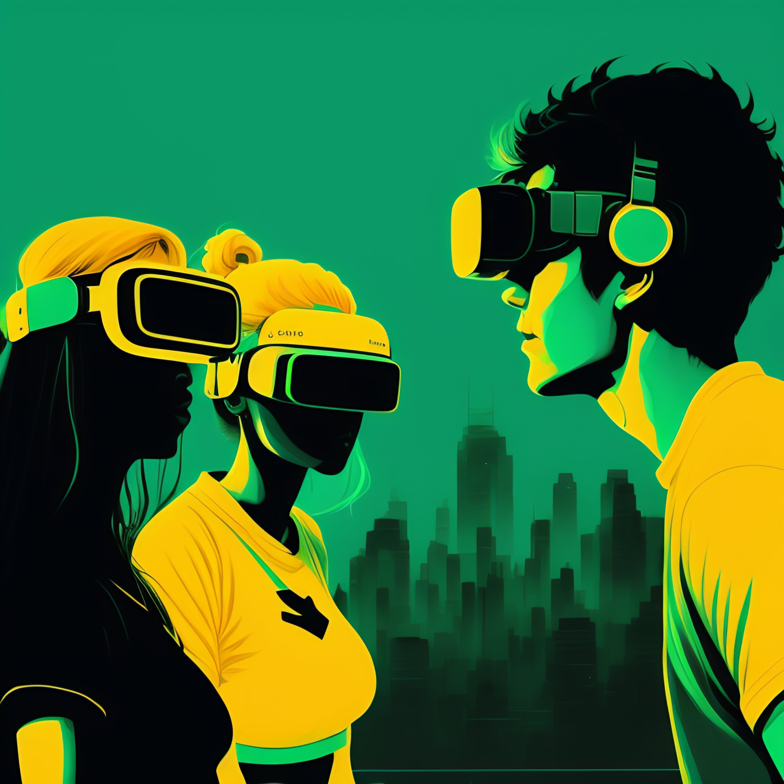 Lexica - Group of people exercising with a vr headsets on, style of ...