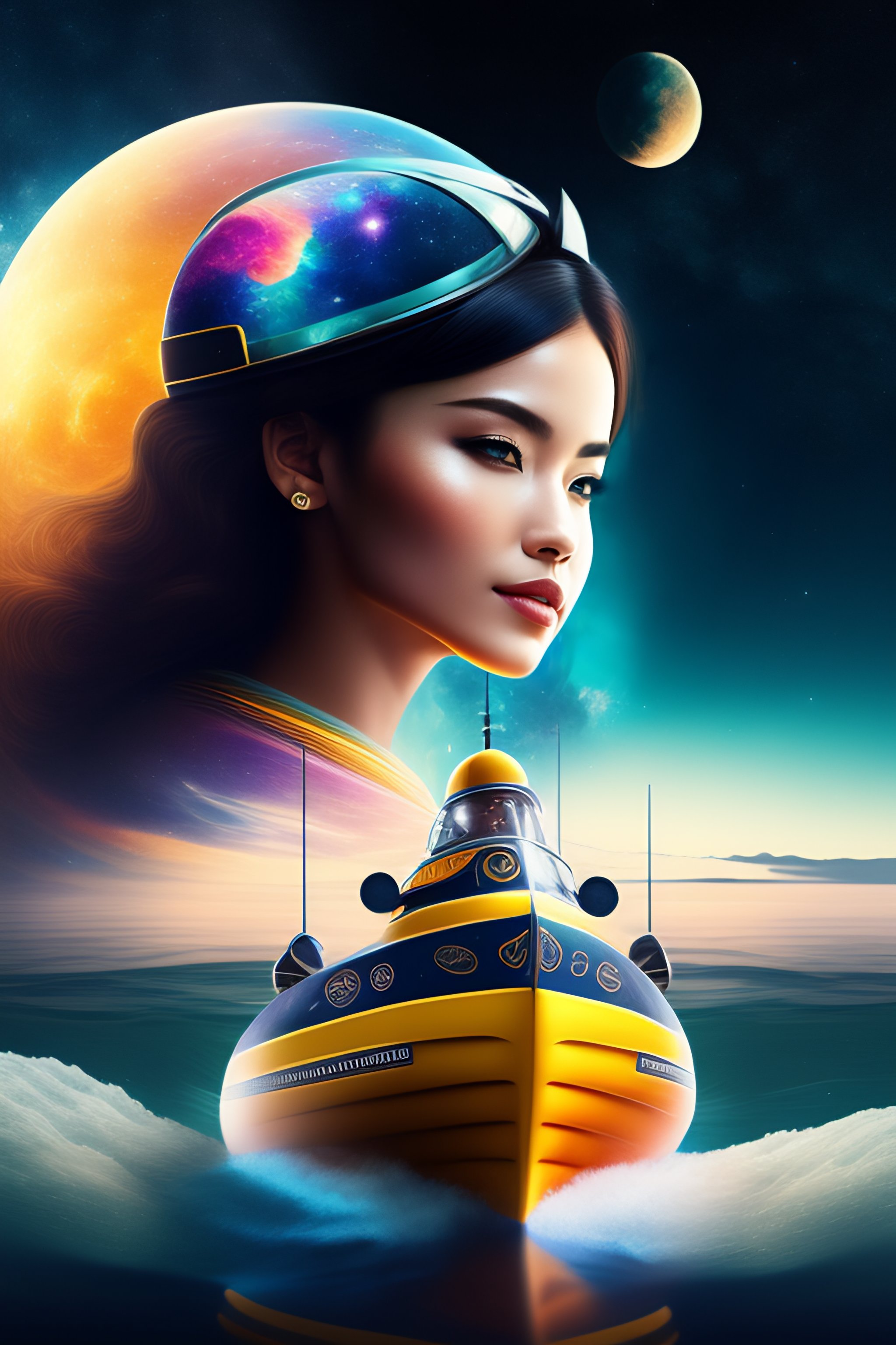 Lexica - Beautiful girl on a space boat.