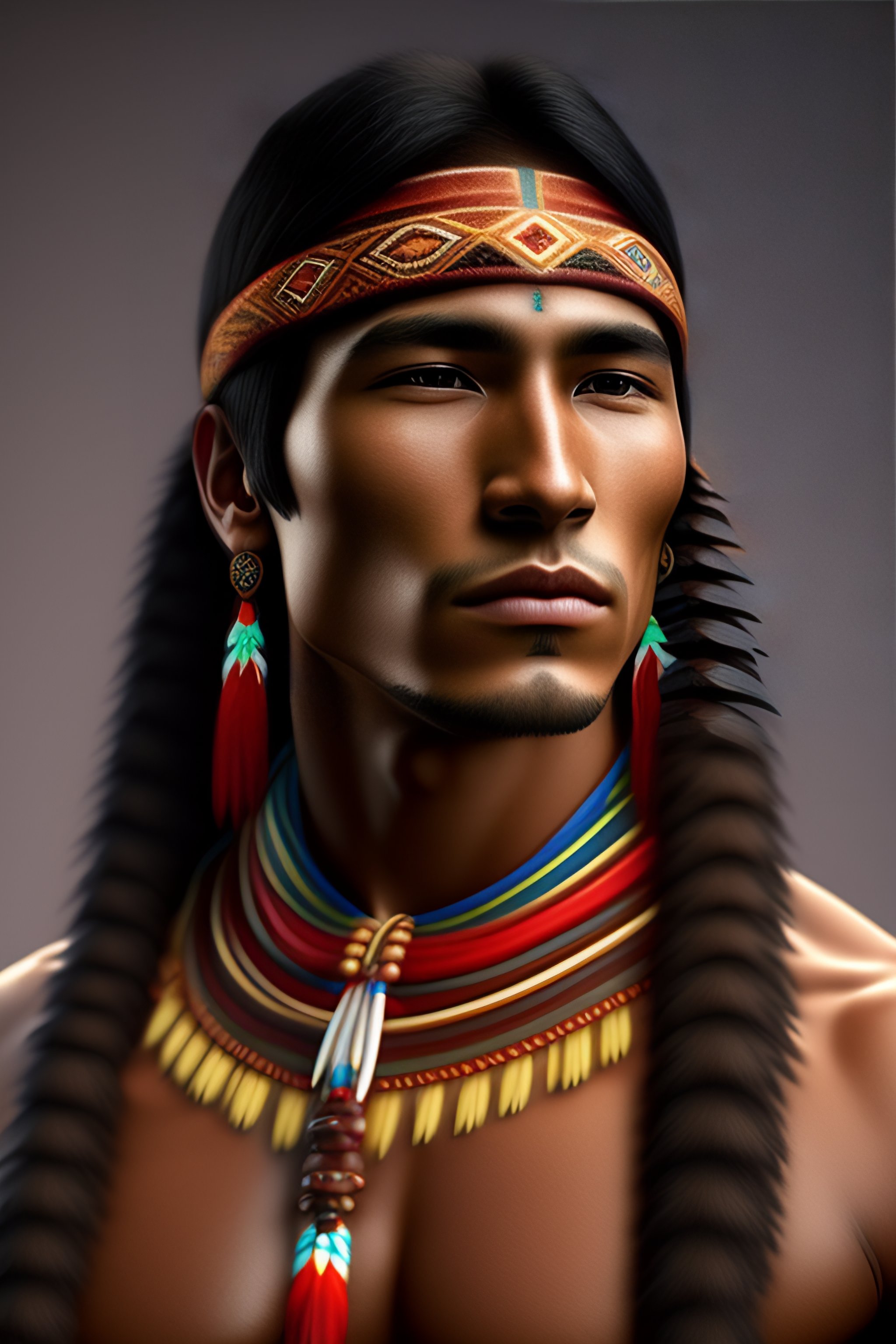 Lexica - Native american young man portrait in 3d digital art change face