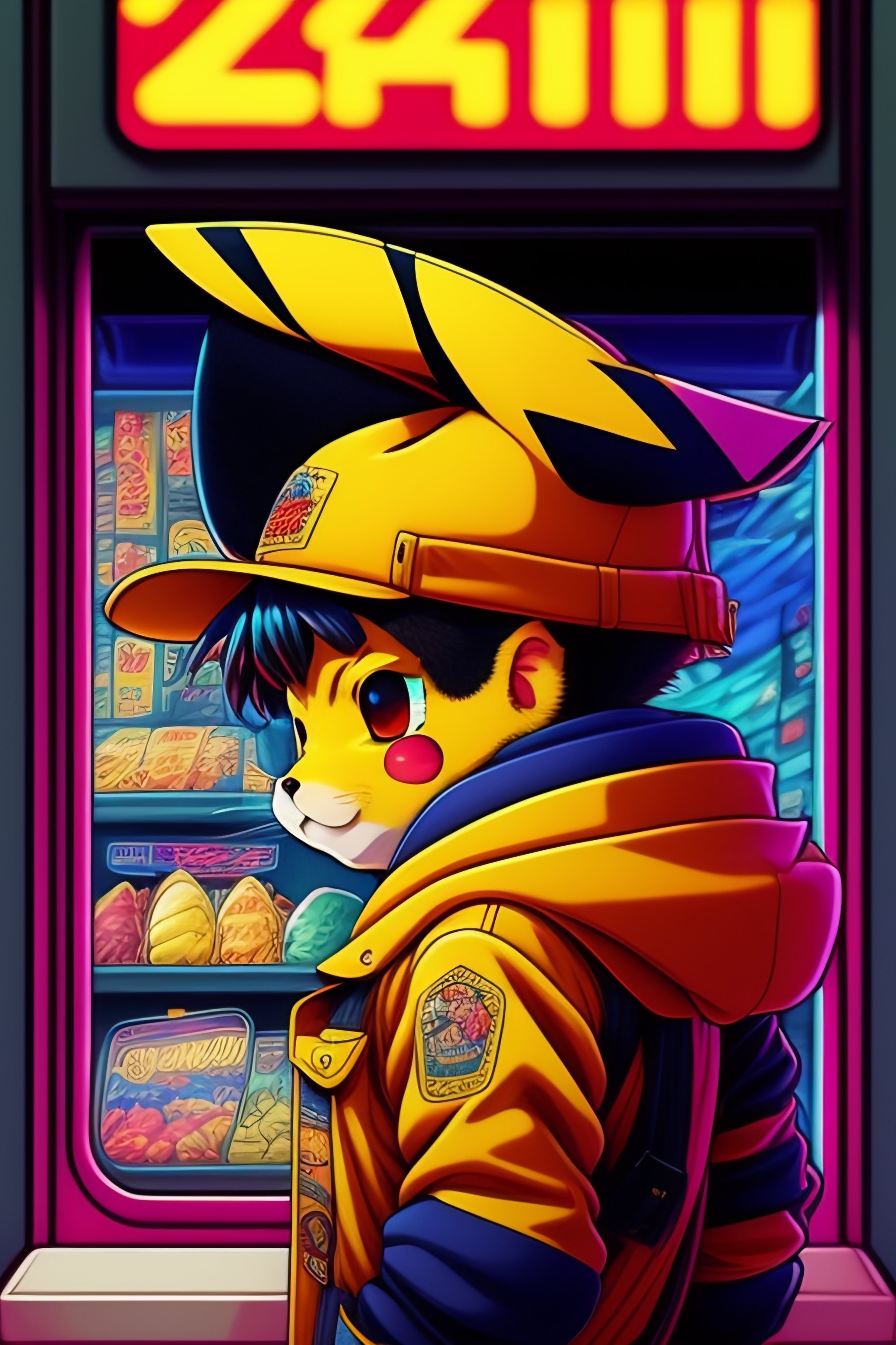 Lexica - Stylish Pikachu in the style of 90's vintage anime, surrealism ...