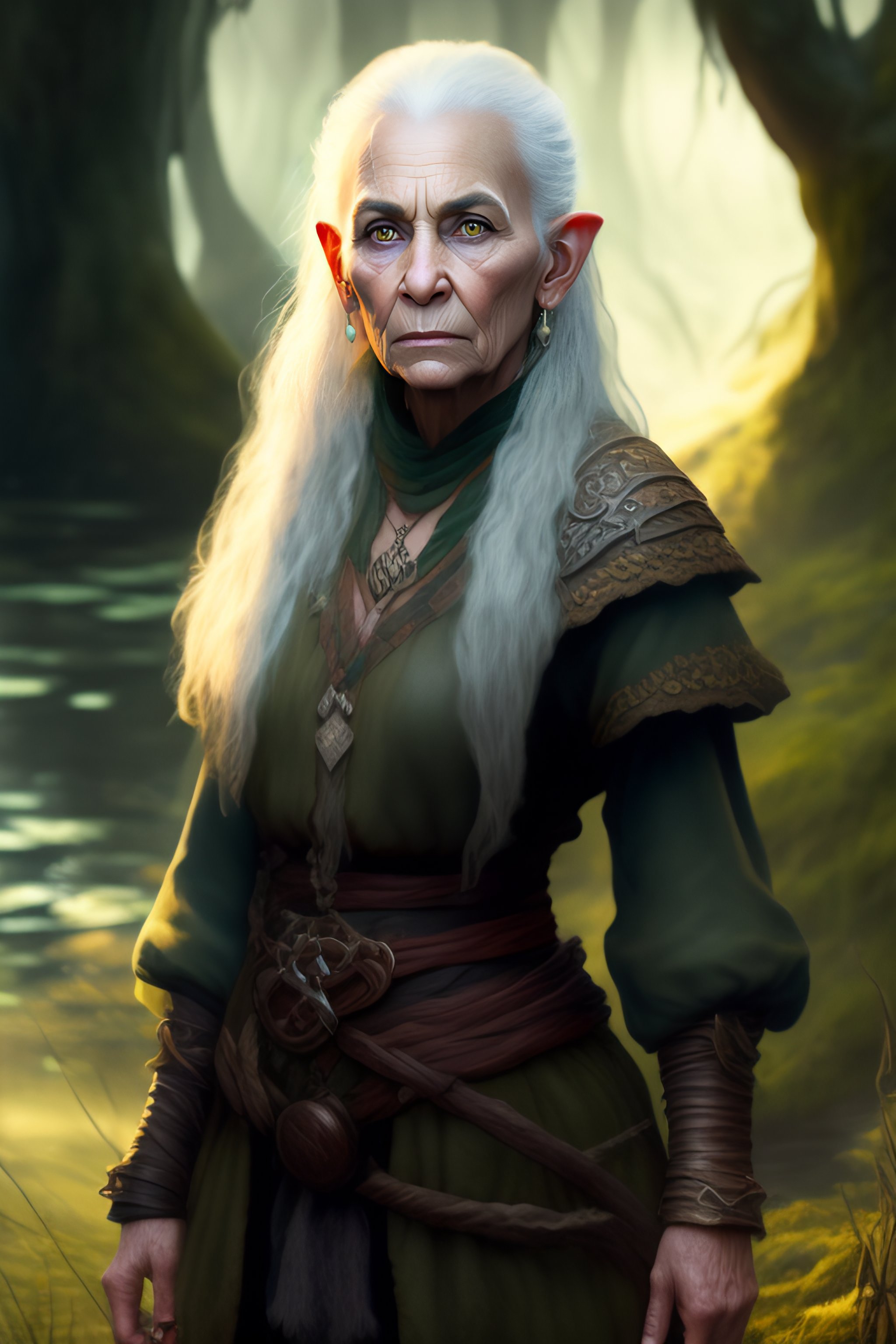 Lexica - An old, short and skinny halfling swamp witch with little hair ...