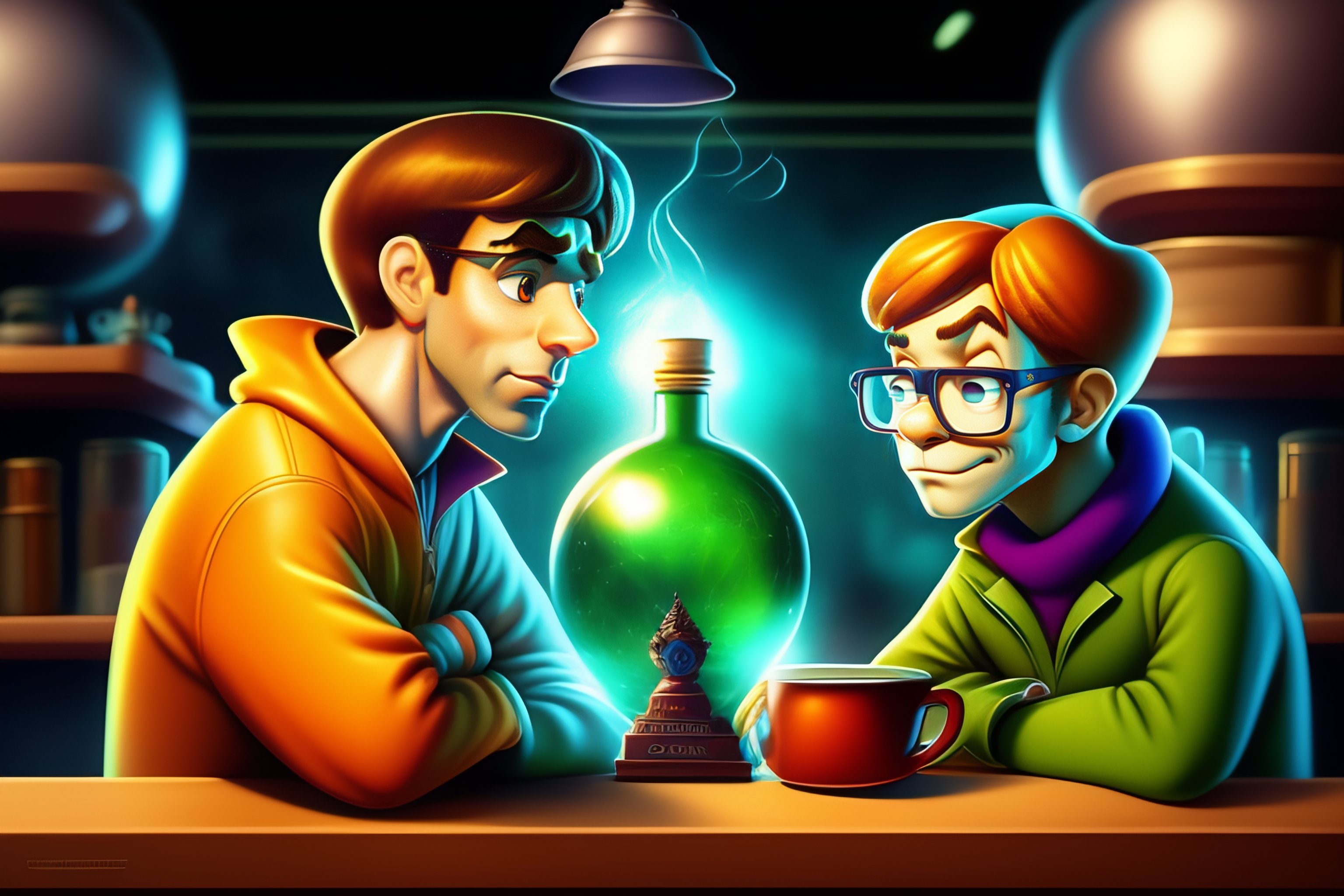 Lexica - A beautiful album cover with Scooby doo and shaggy scared in a ...