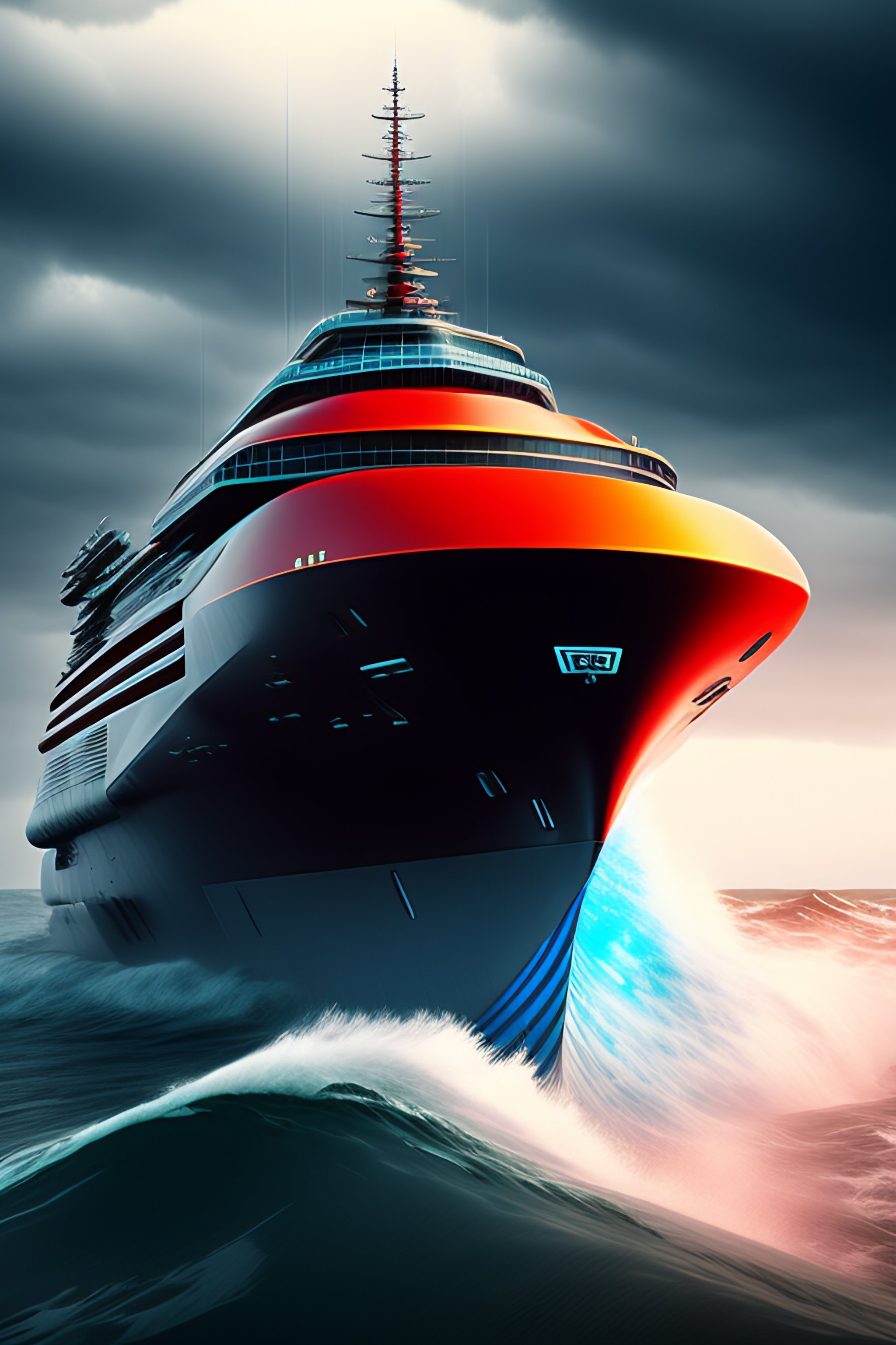 Lexica - Futuristic ferrari ship. ocean. monster waves. mega storm ...