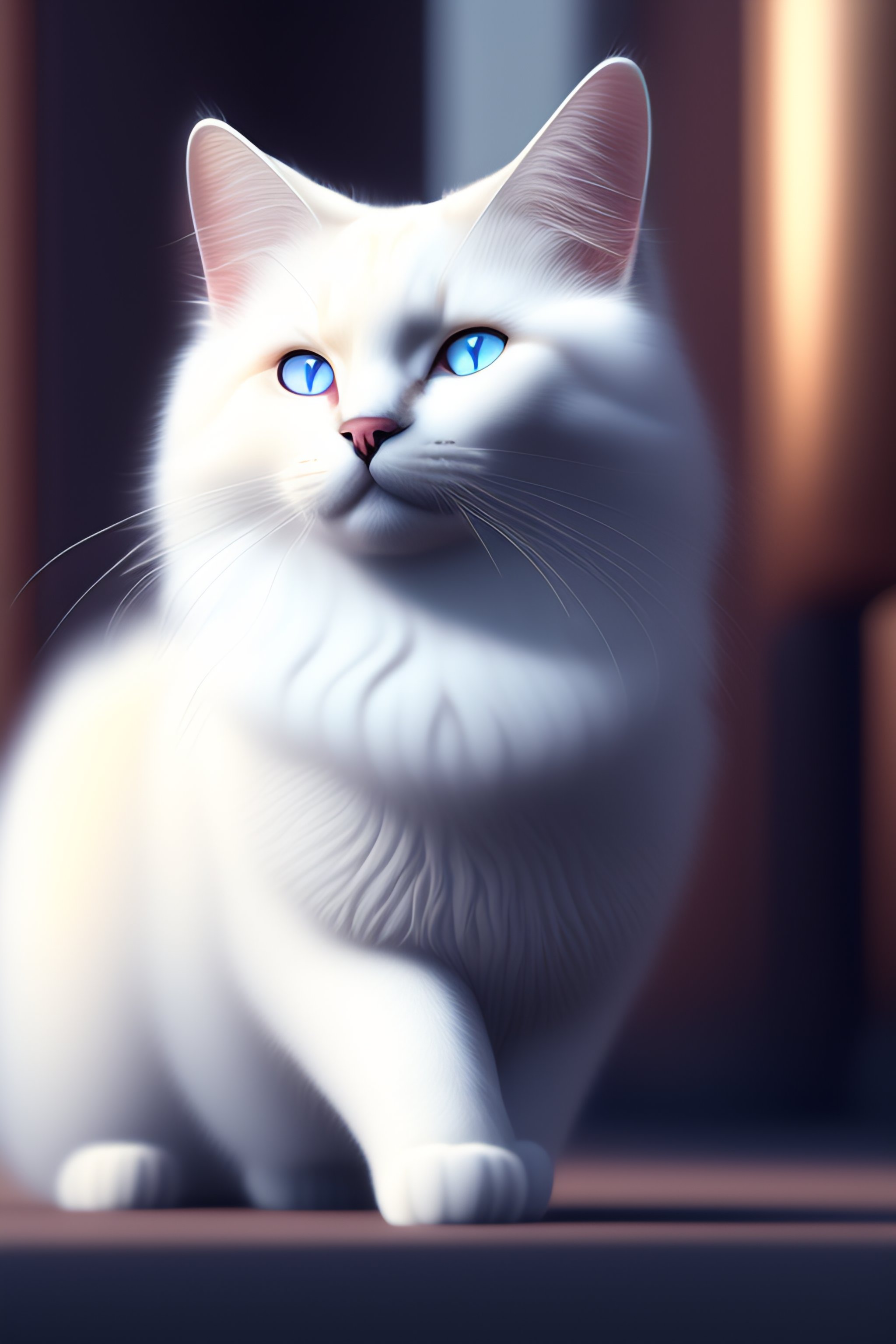 Lexica - Ultra hd! realistic, chrome, white fluffy cat, dream ...