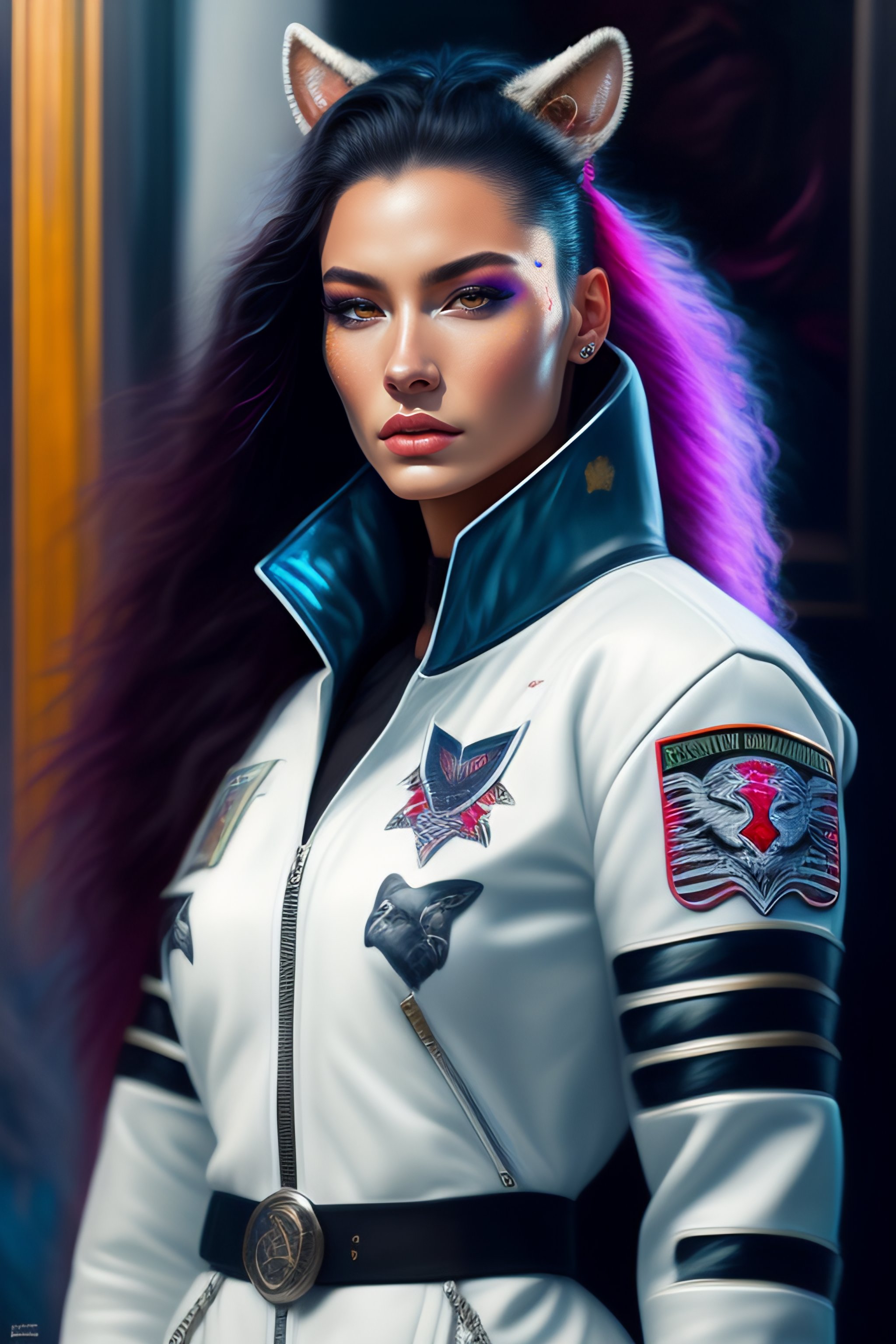 Lexica - Cyberpunk soldier white tiger is women, punk jacket ...