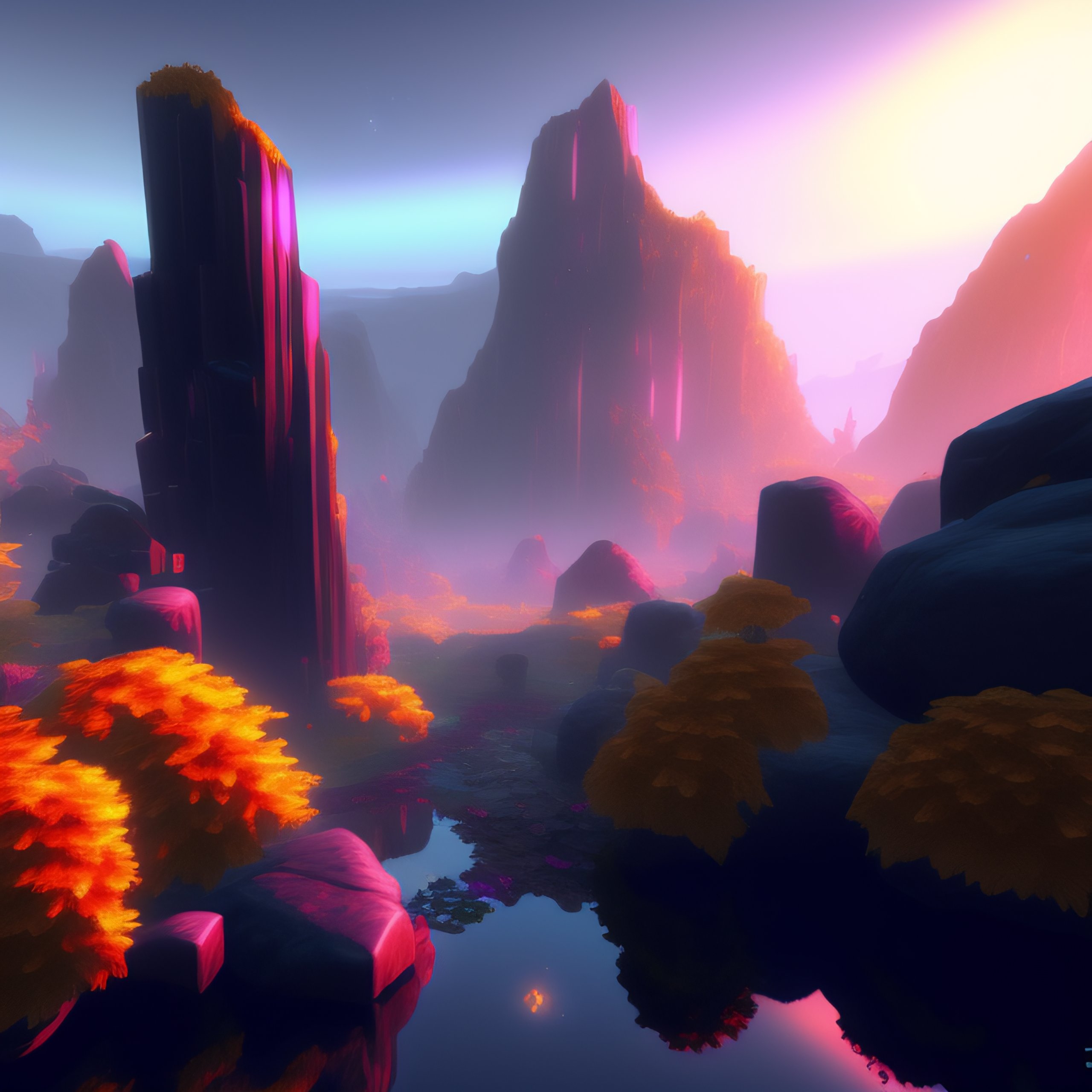 Lexica - Gloom themed, shattered fractals, rainbow lights, dramatic ...