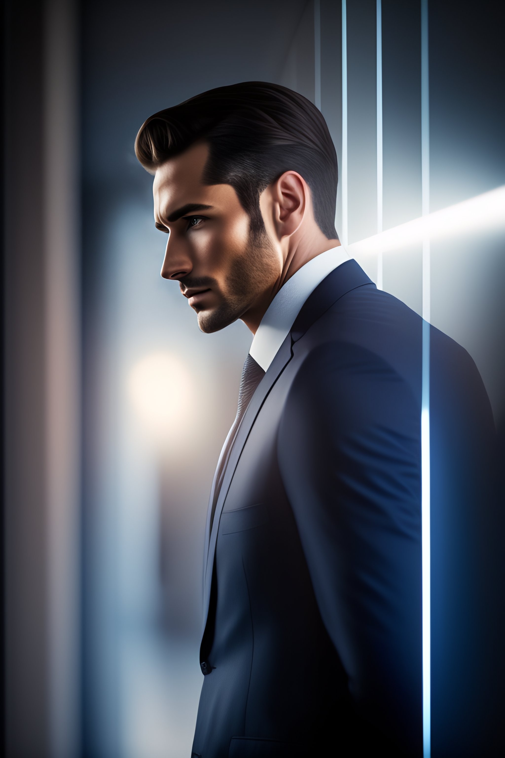Lexica - A handsome realistic man in a business suit diffused lighting
