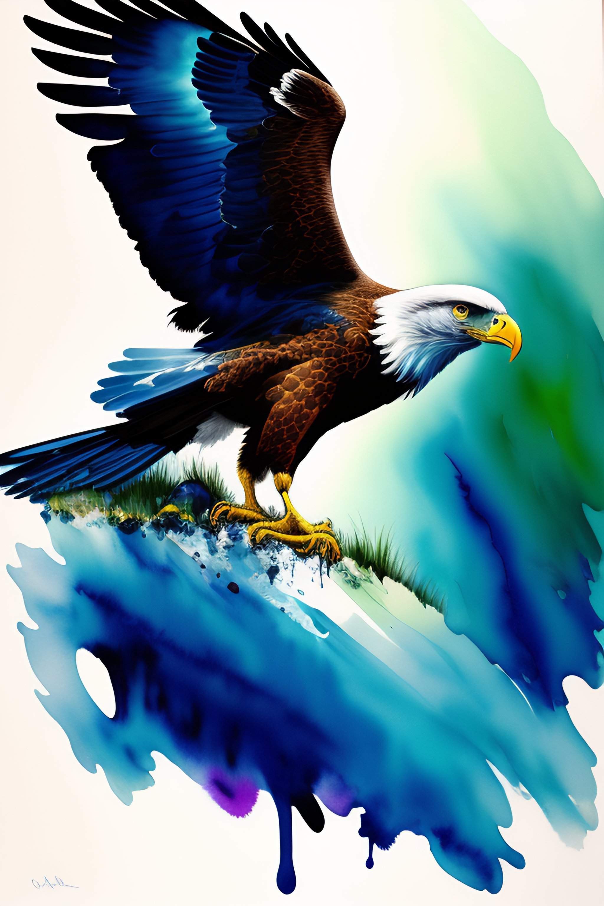 Lexica - An eagle, ,water color, very loose brush strokes highly ...