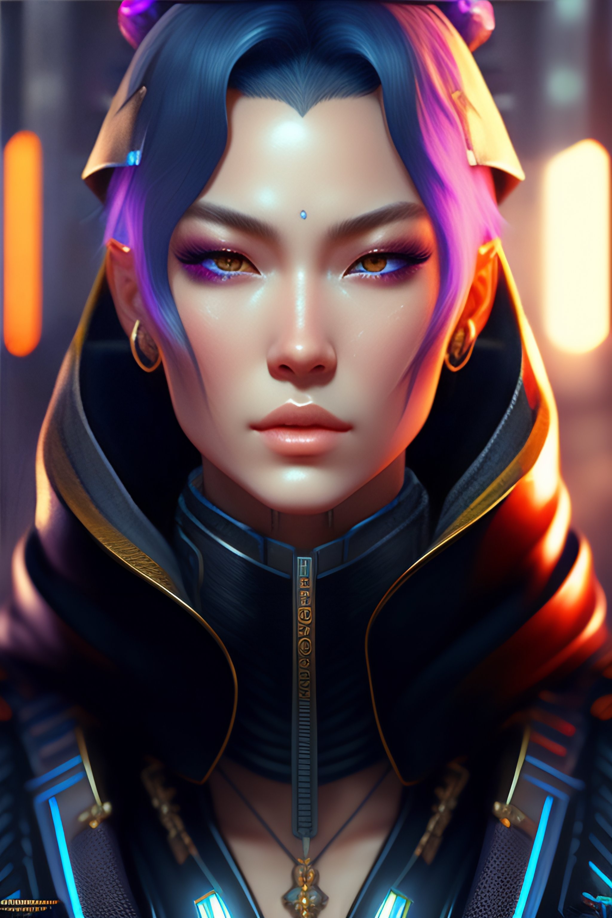 Lexica - Right facing, Portrait of a cyberpunk russian cyborg ninja ...