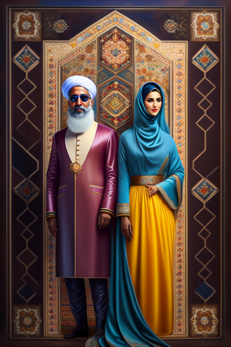 Lexica - A beautiful poster of an Iranian man and woman, oil painting ...