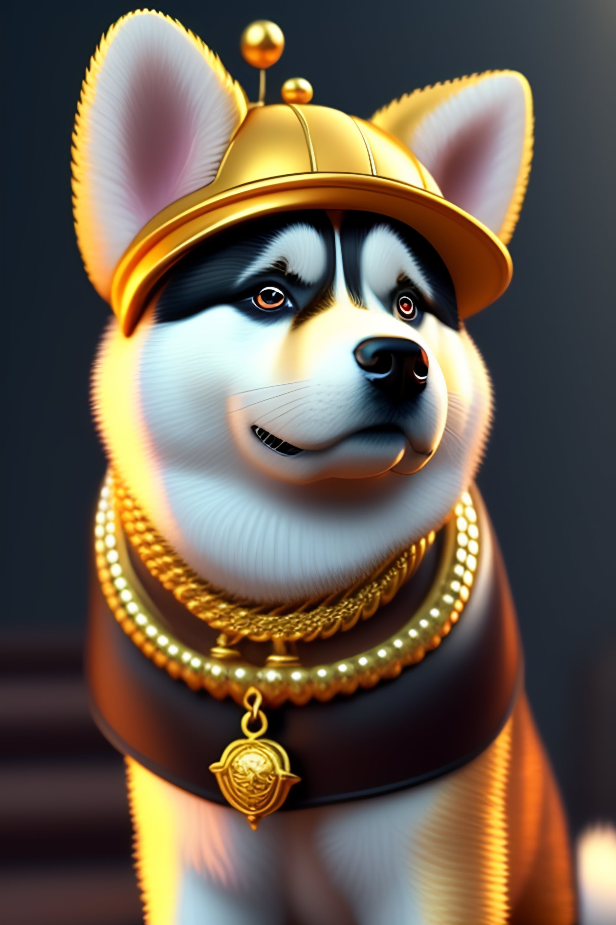 Lexica - CUTE AND ADORABLE CARTOON FLUFFY AKITA INU WITH CAP and a ...