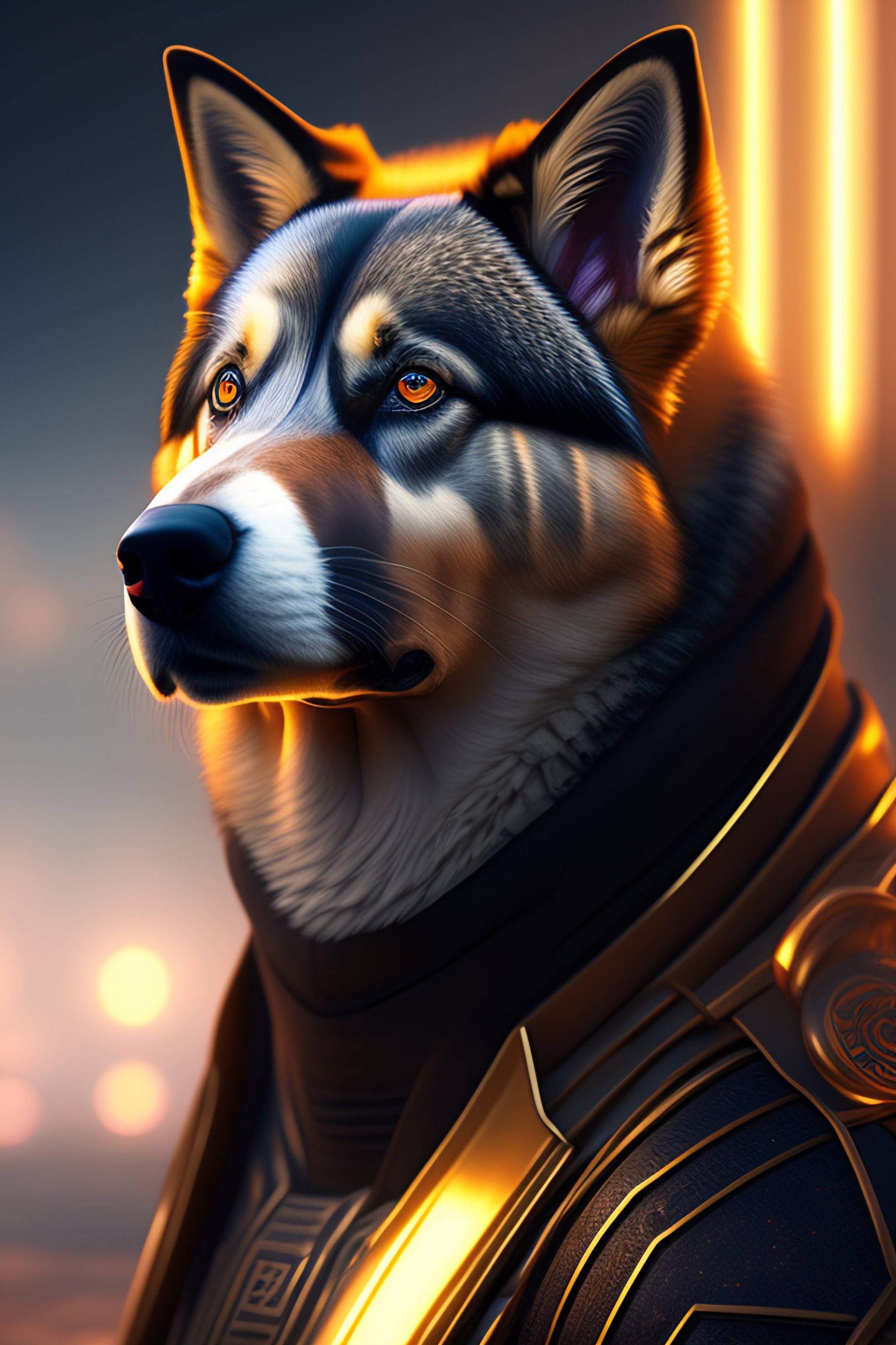 Lexica - Portrait of a cybernetic siberian huskry a spiritual full body ...