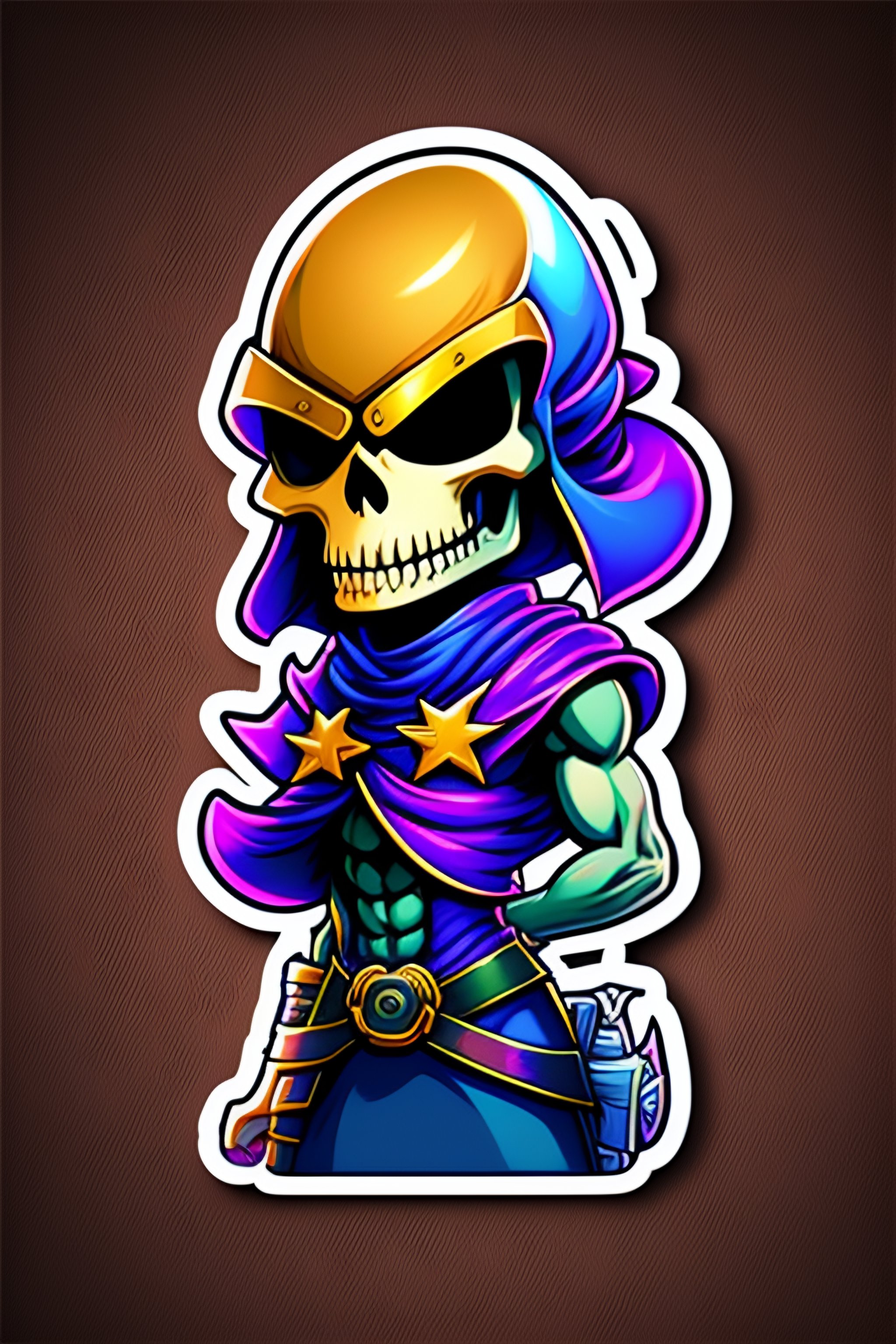Lexica - Cute cartoon skeletor sticker, anime style, solid background color