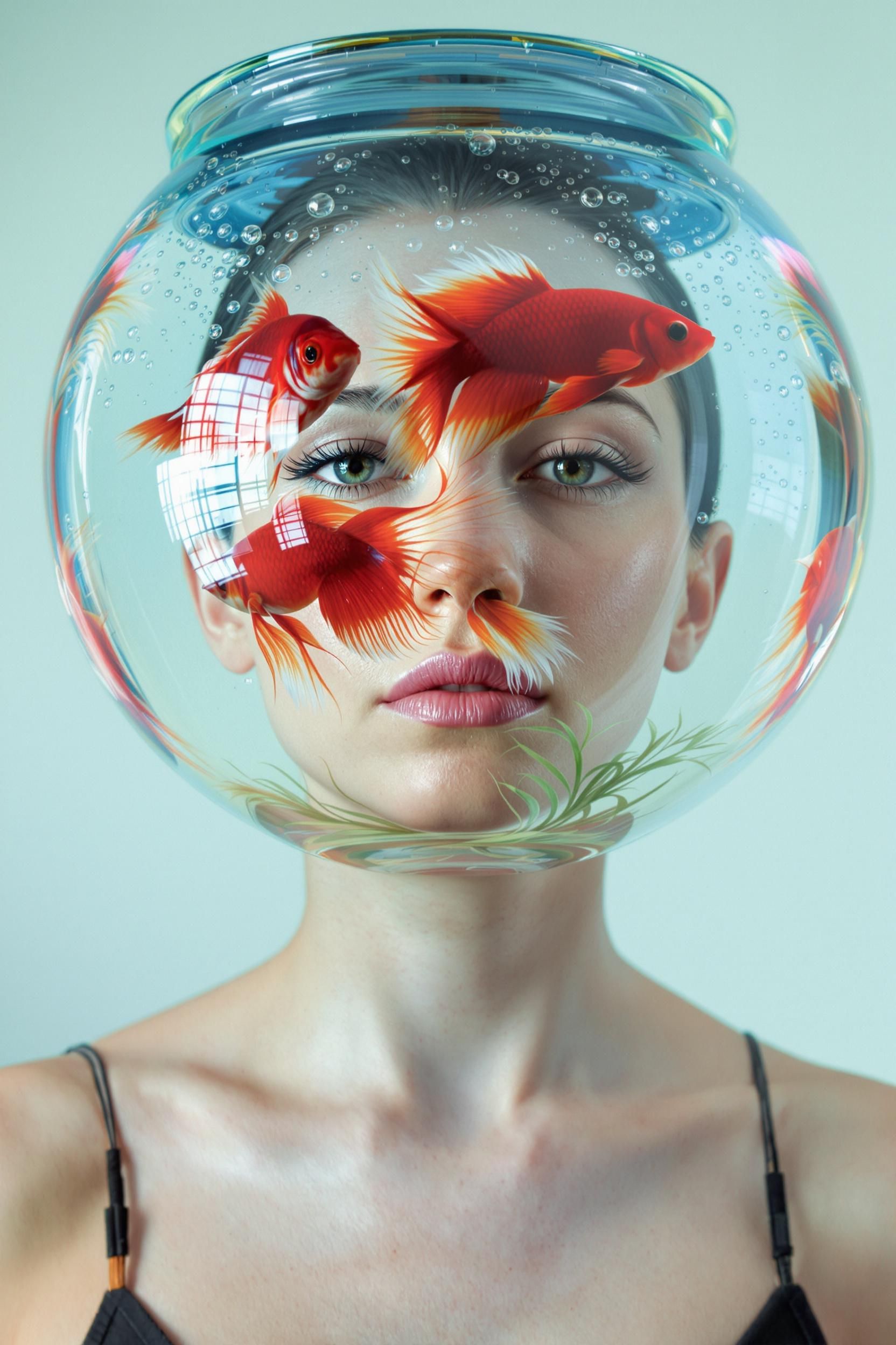 Lexica - Woman made of glass fishbowl