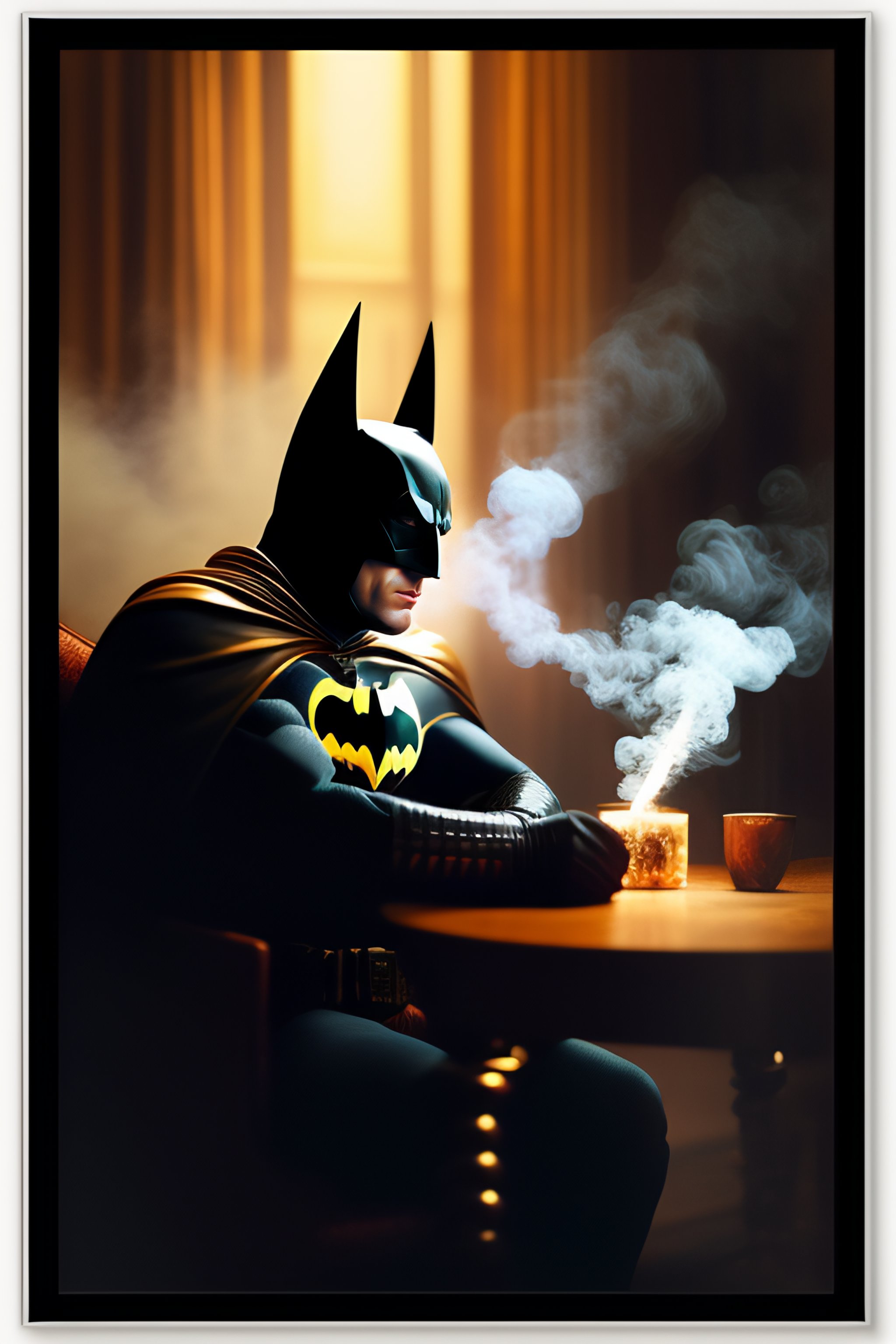 Lexica - Batman smoking on sofa