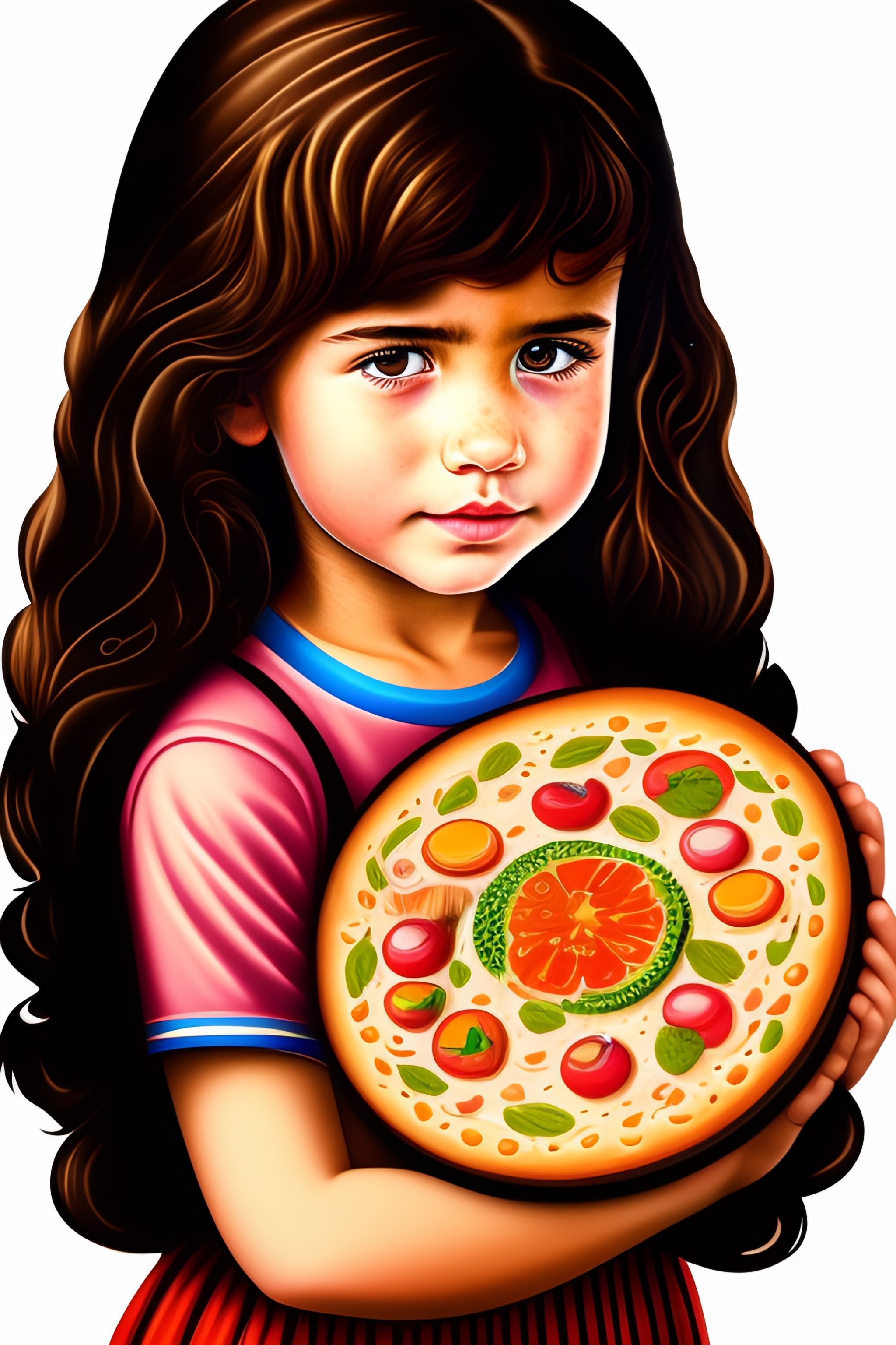 Lexica - Cartoon style hand drawn of young poor girl who is hungry