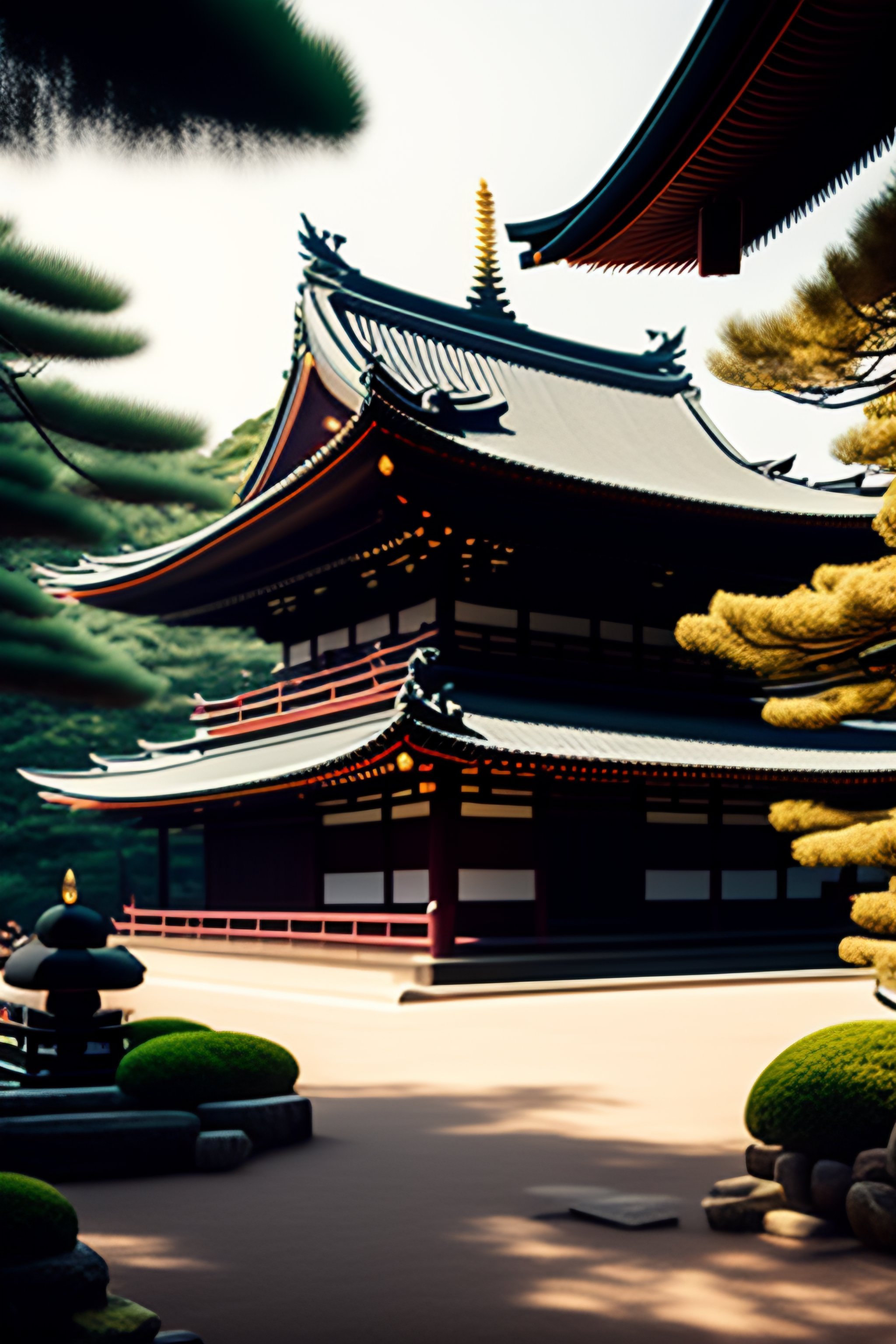 Lexica - Japanese temple background with an arena with a matt like ...