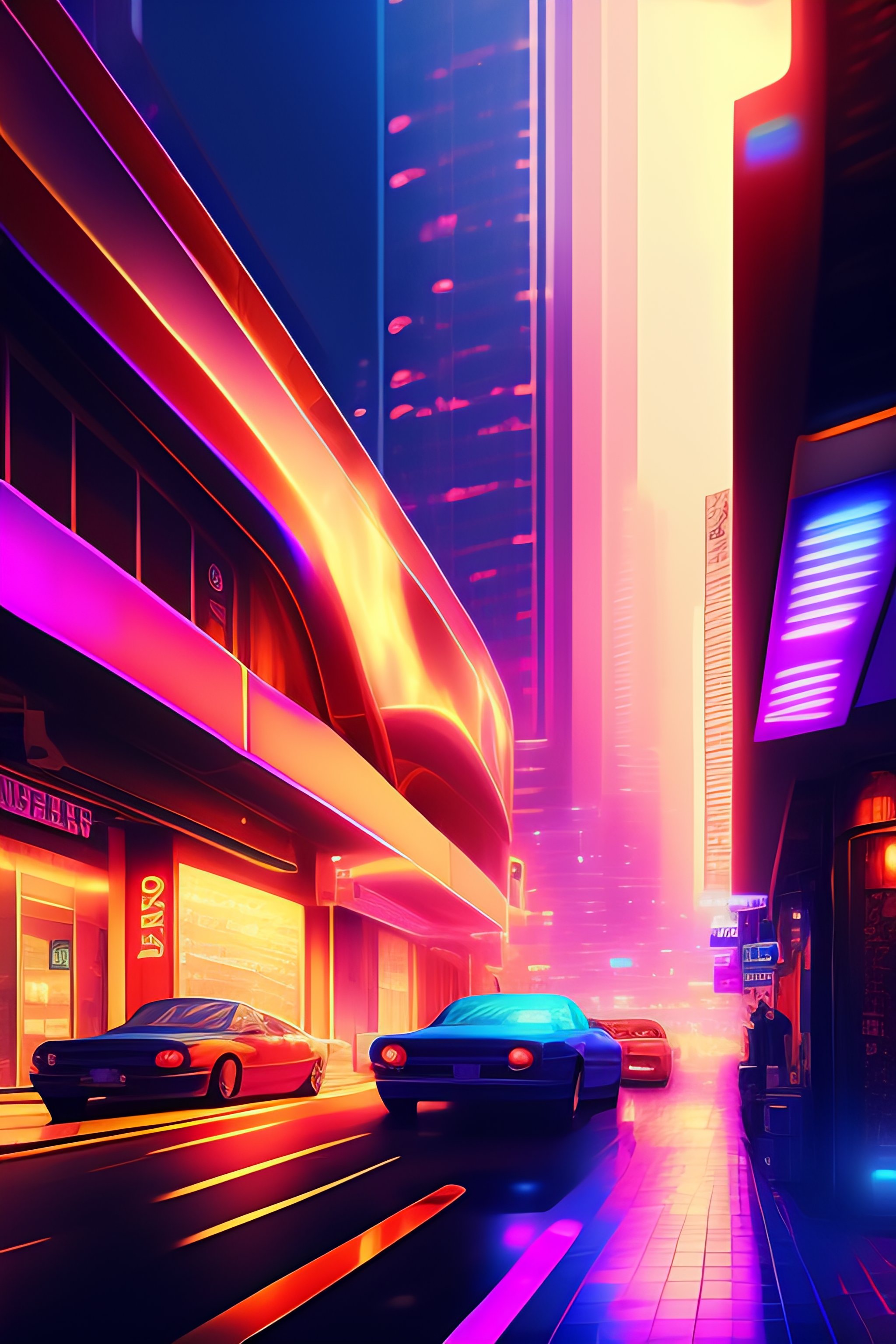 Lexica - Anime midnight streets with glitchy effects