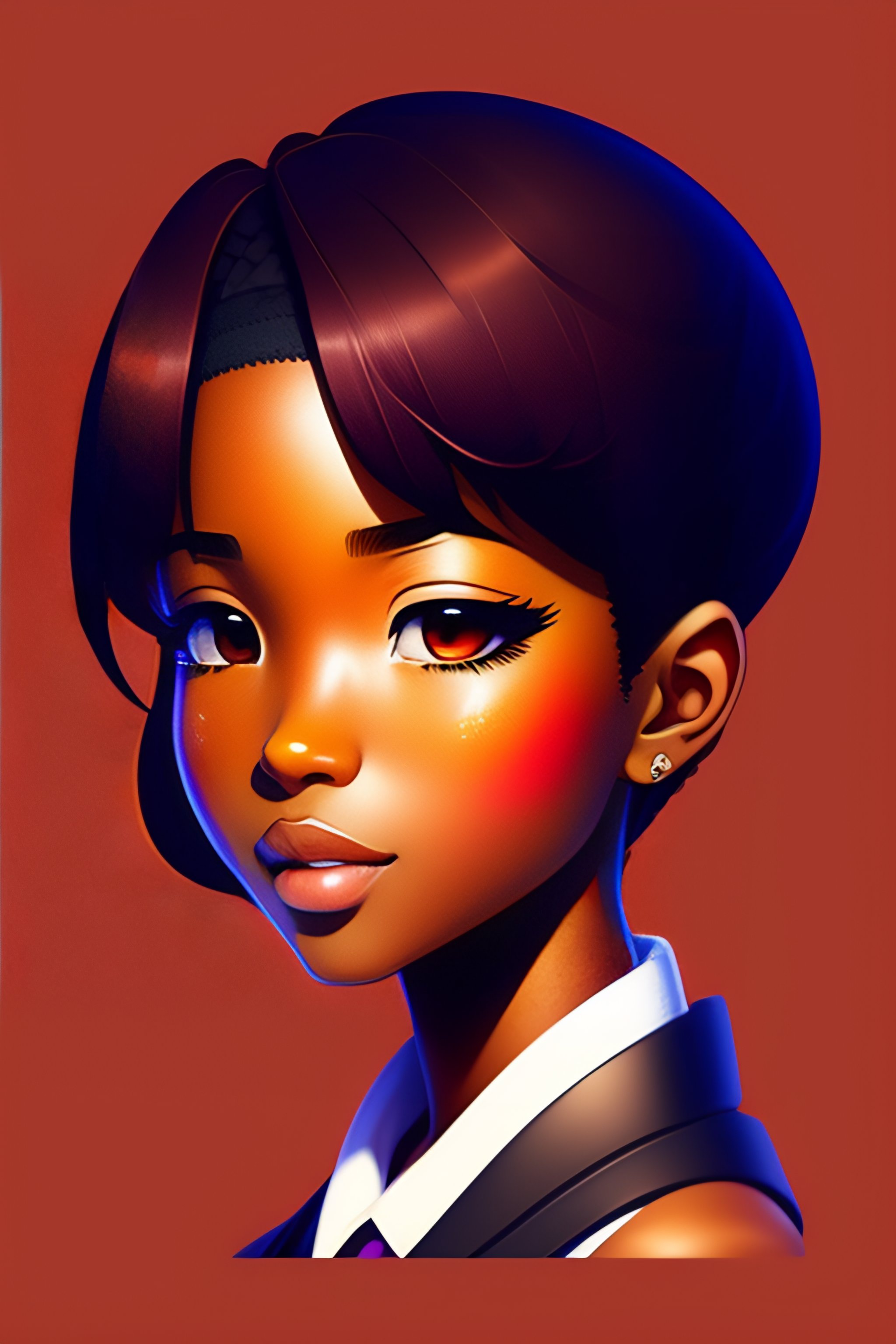 Lexica - Anime character face, brown skin, logo, simplistic ...
